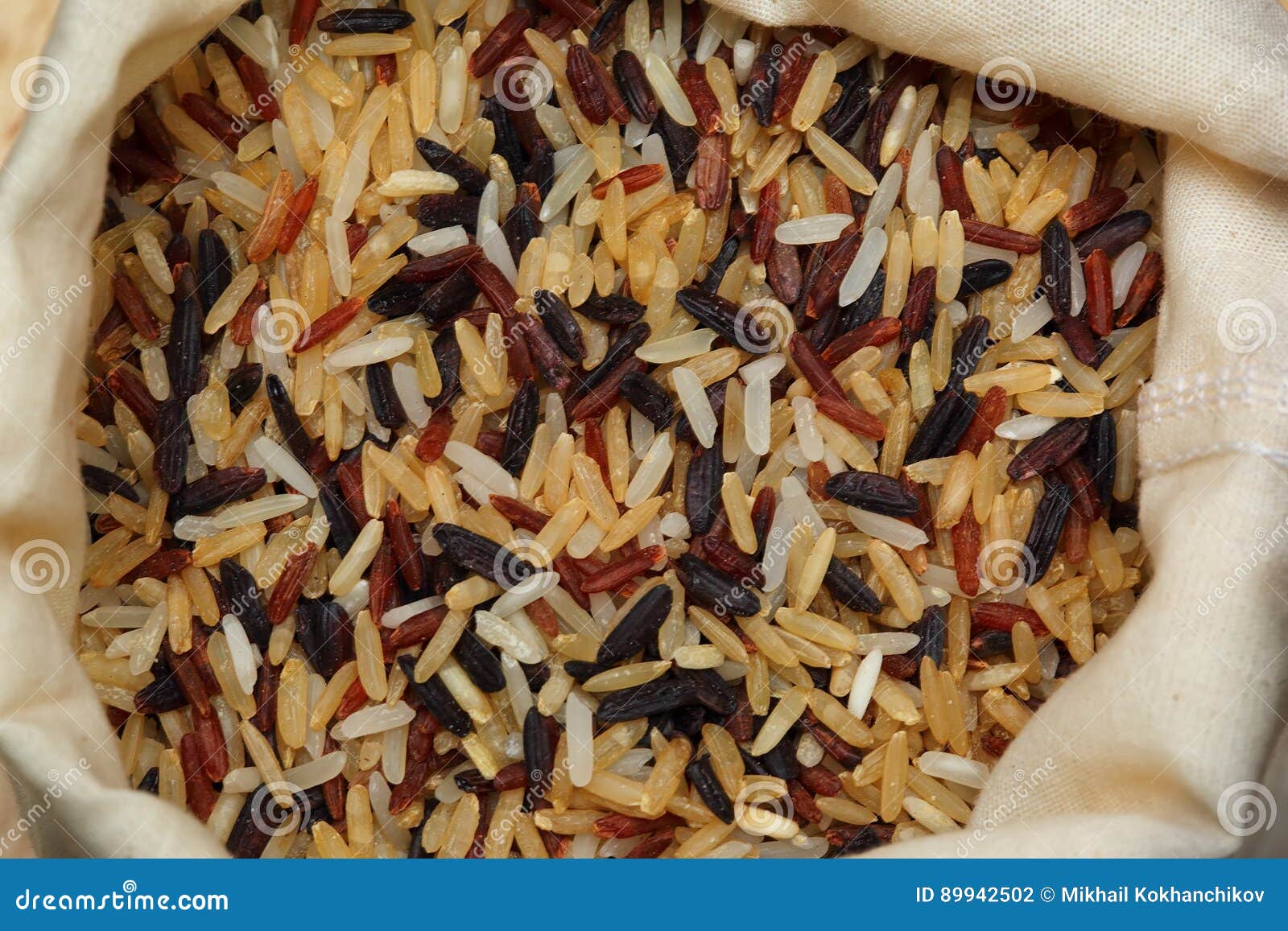 Multicolor Rice Grain in Textile Bag Stock Photo - Image of black ...