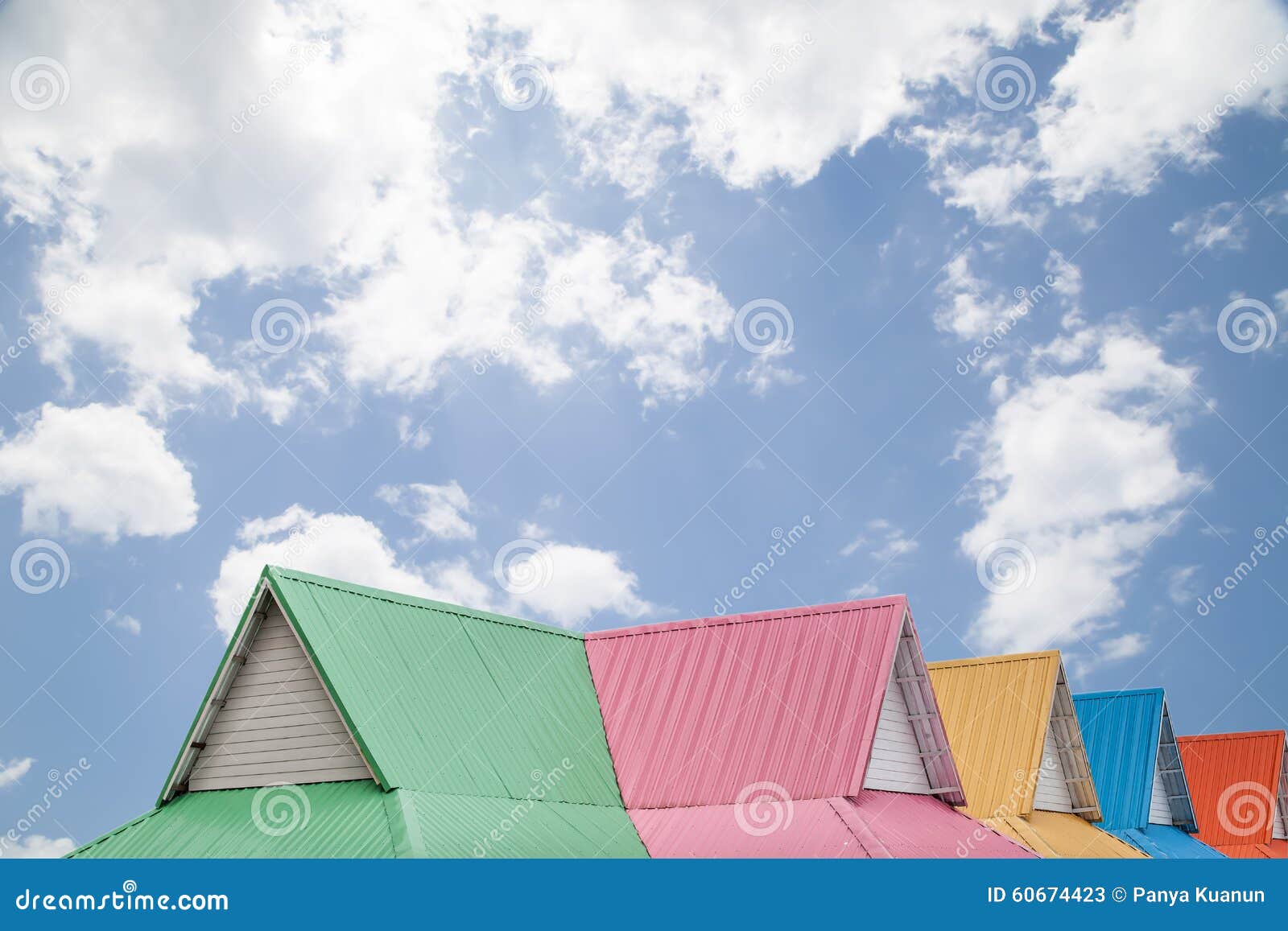 Multicolor Roof on Blue Sky Background . Stock Image - Image of ...
