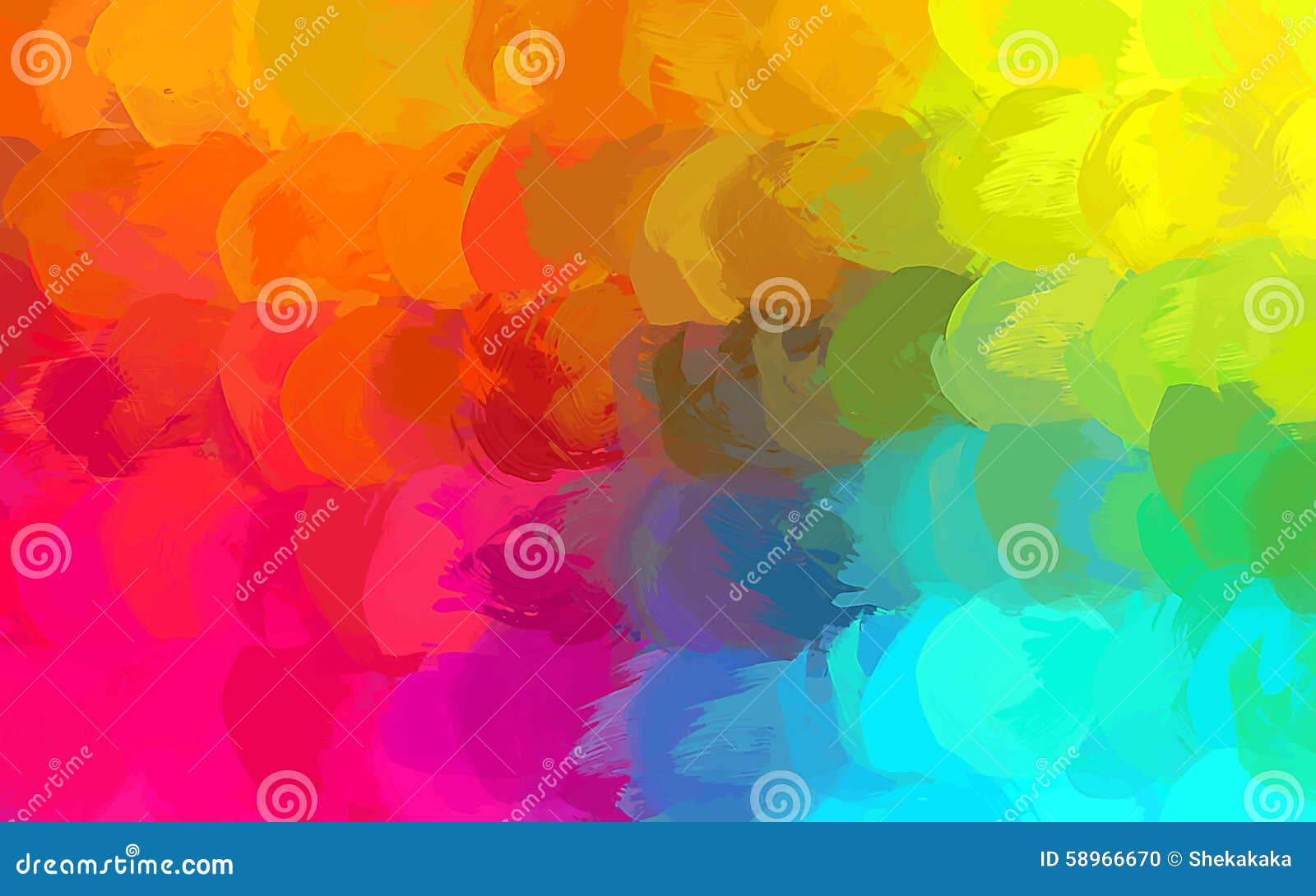 Multicolor Round Brush Strokes Background. Stock Vector - Illustration ...