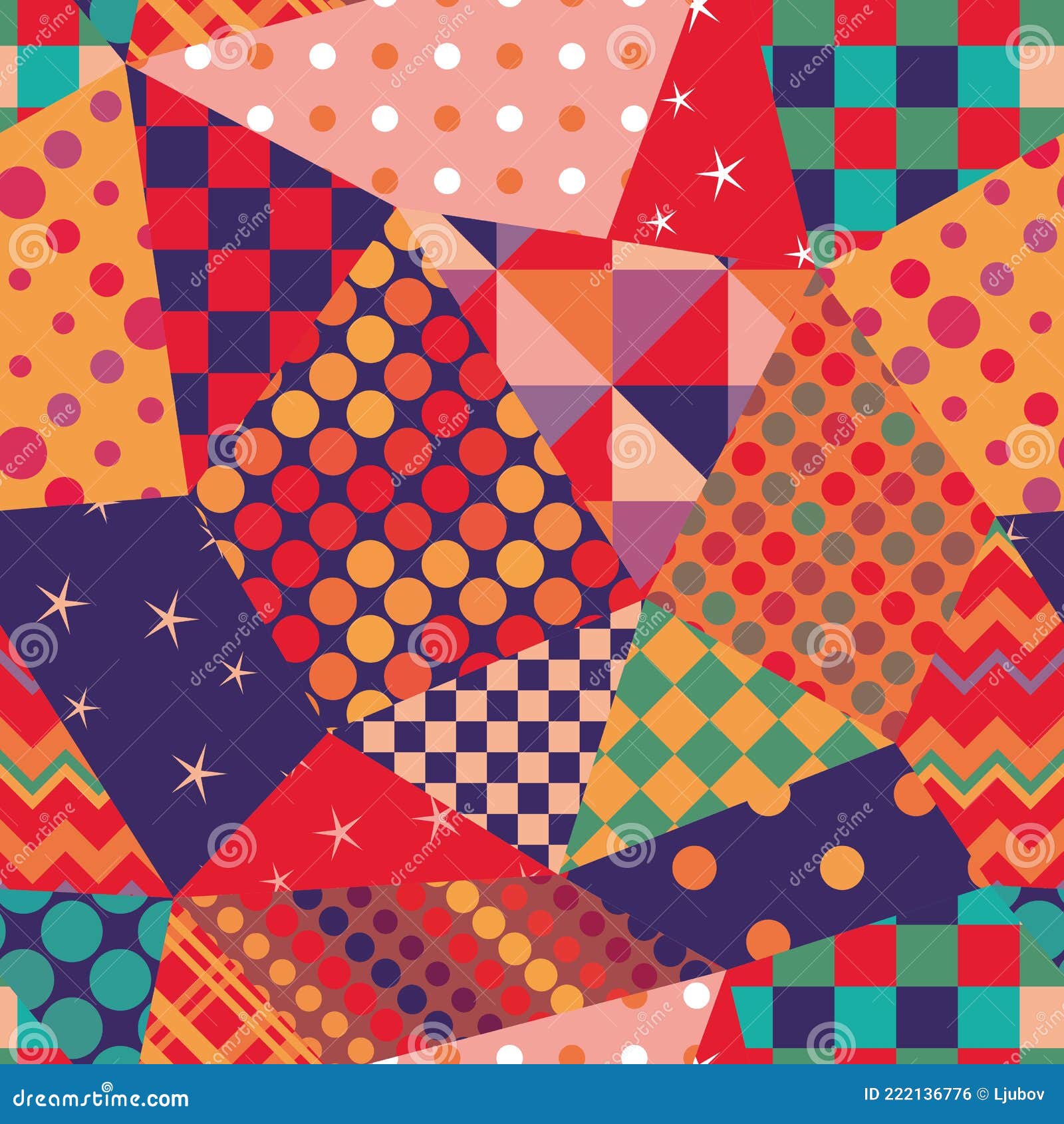 Multicolor Seamless Patchwork Pattern. Bright Print for Fabric Stock ...