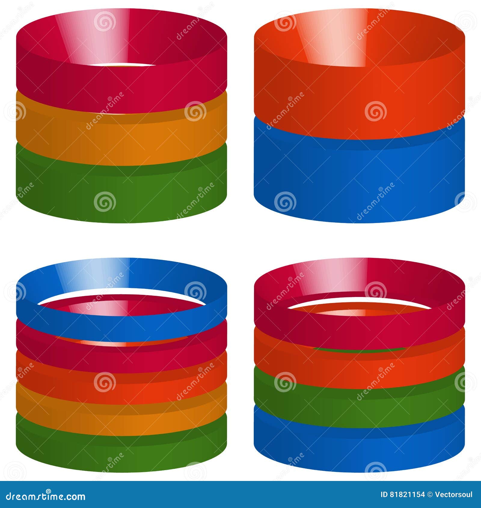 Multicolor Segmented 3d Cylinders, Cylinder Icons. Elements for Stock ... Multicolor Segmented 3d Cylinders, Cylinder Icons. Elements for Stock ...