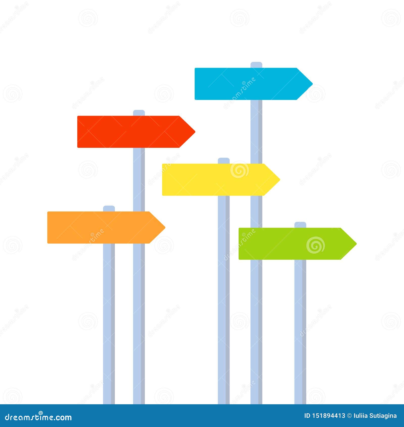 Multicolor Sign Directional Pointer. Navigation Arrow. Choosing Path ...