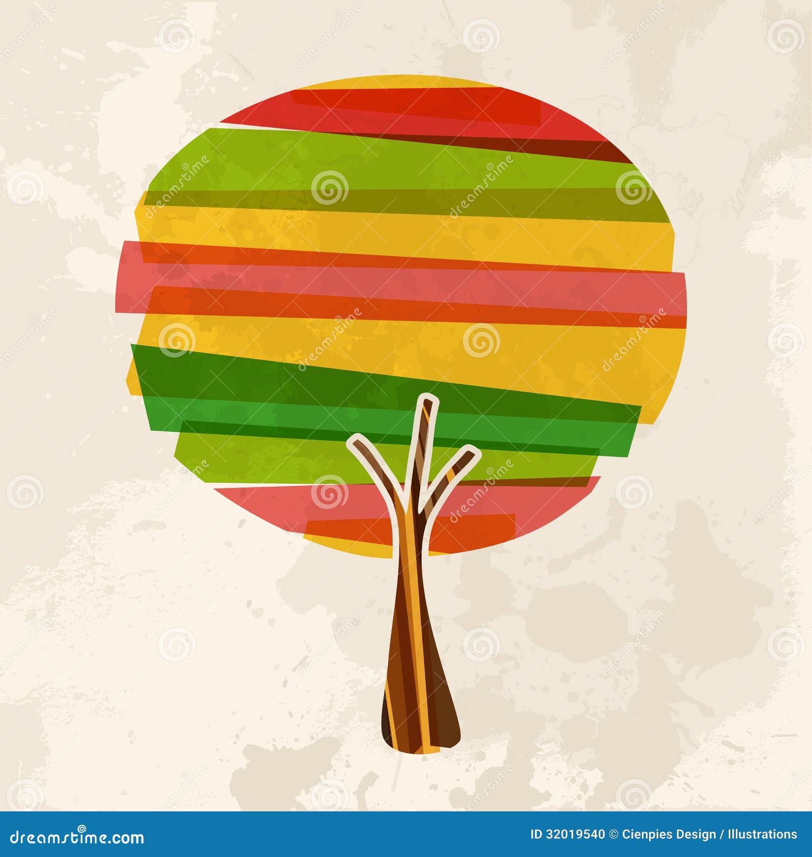 Multicolor single tree stock vector. Illustration of fresh - 32019540