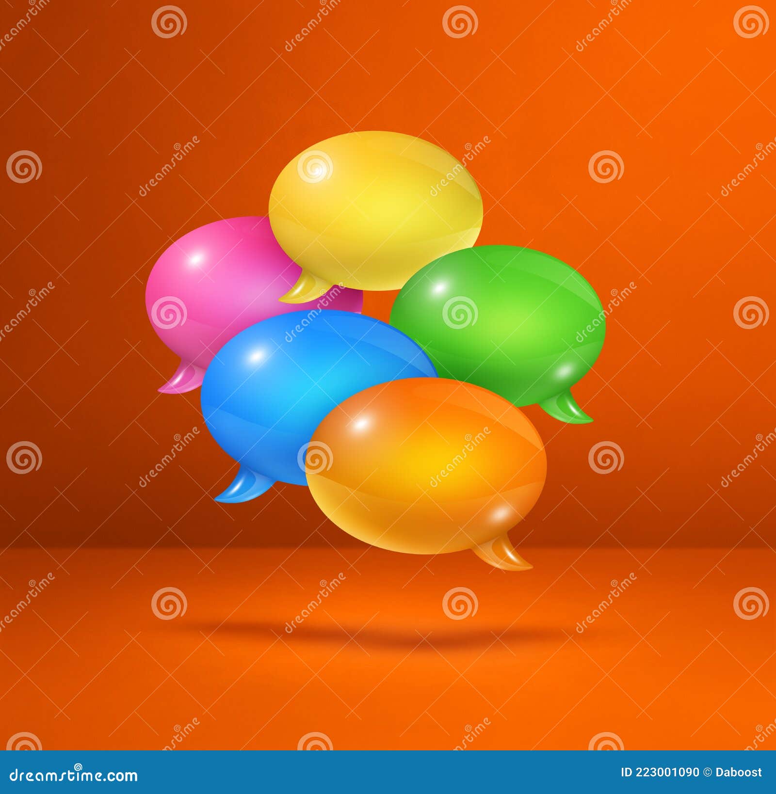Multicolor Speech Bubbles on Orange Square Background Stock ...