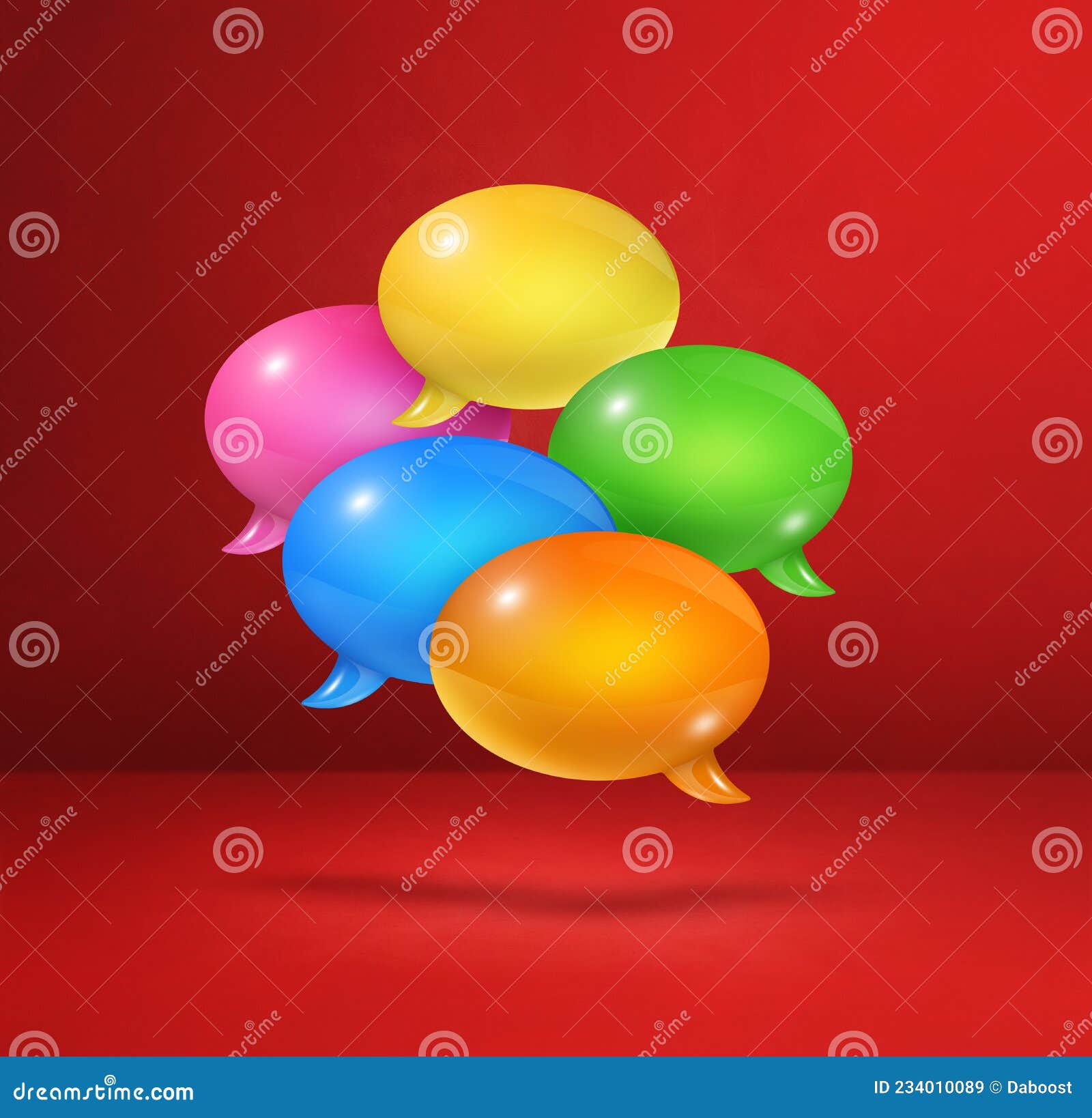 Multicolor Speech Bubbles on Red Square Background Stock Illustration ...