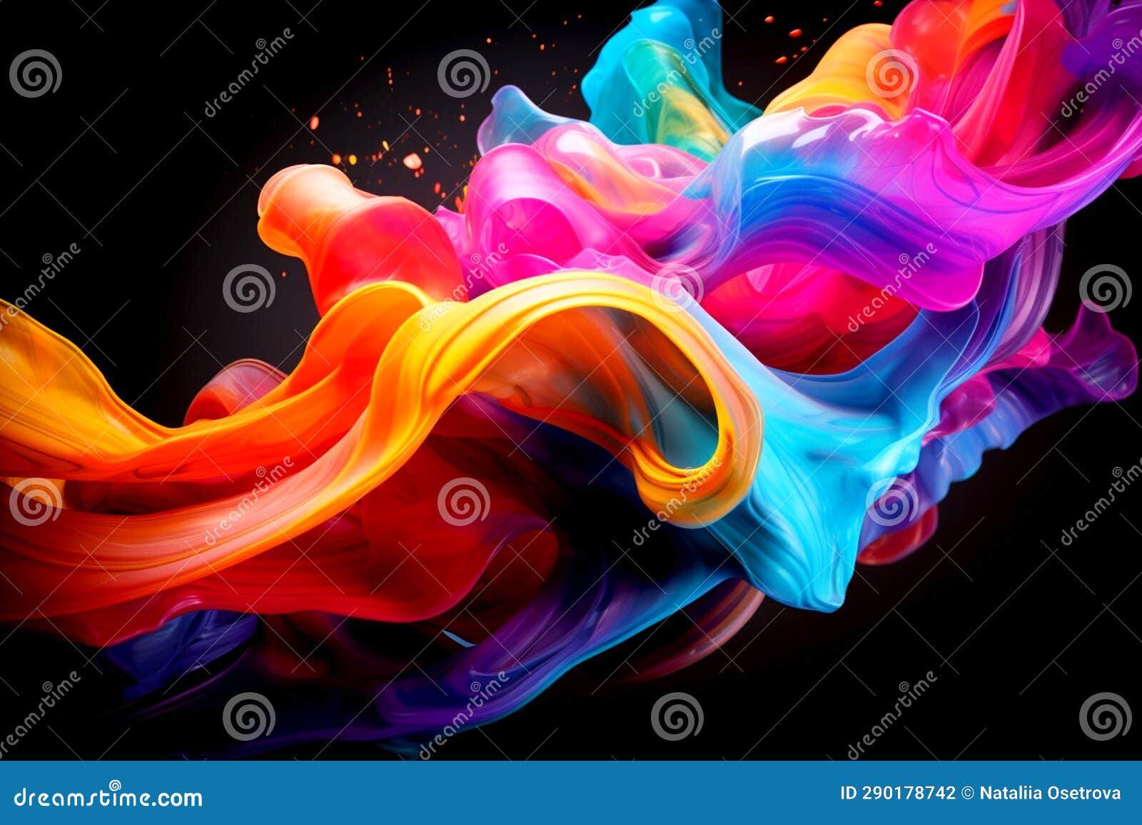 Multicolor Splash on Dark Background. Visual Aesthetic. Abstract Color ...