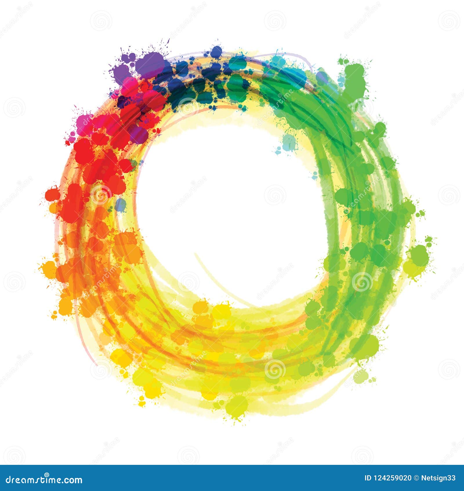 Multicolor Splashed Watercolor Circle Stock Vector - Illustration of ...