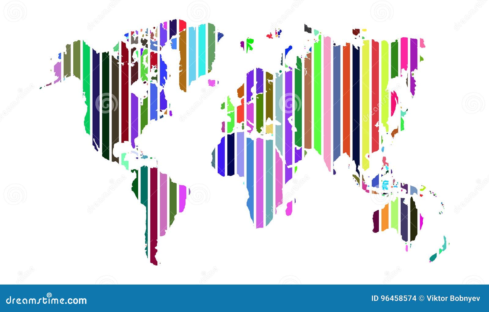 Multicolor Stripe World Map Stock Vector - Illustration of graphic ...