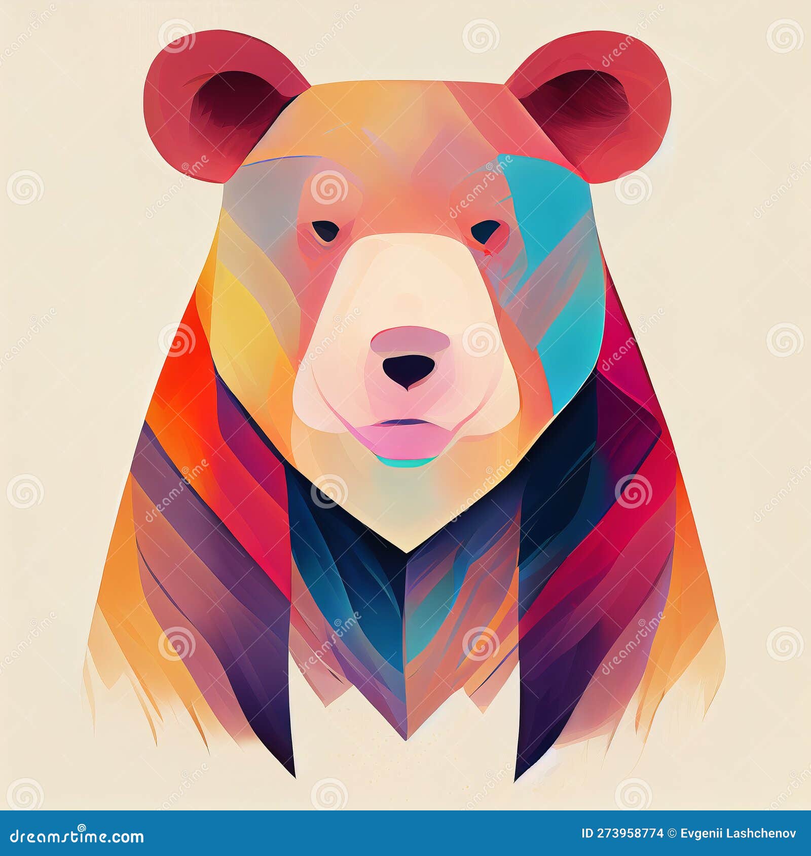 Multicolor Stylized Bear. Abstract Colorful Bear. a Simple Illustration ...