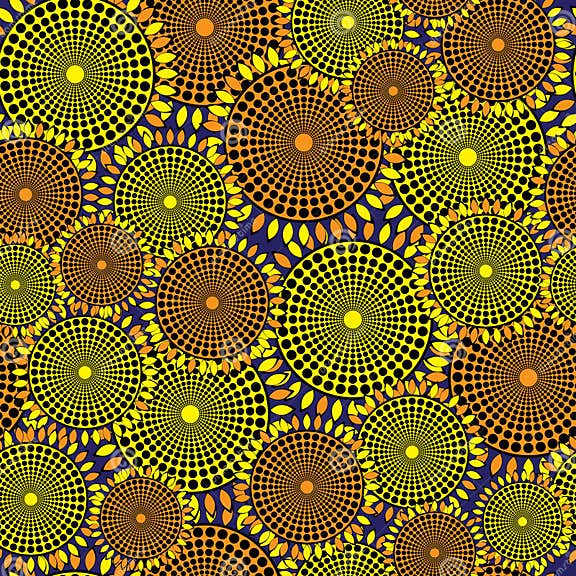 Multicolor Sunflower on Blue Seamless Pattern Stock Vector ...