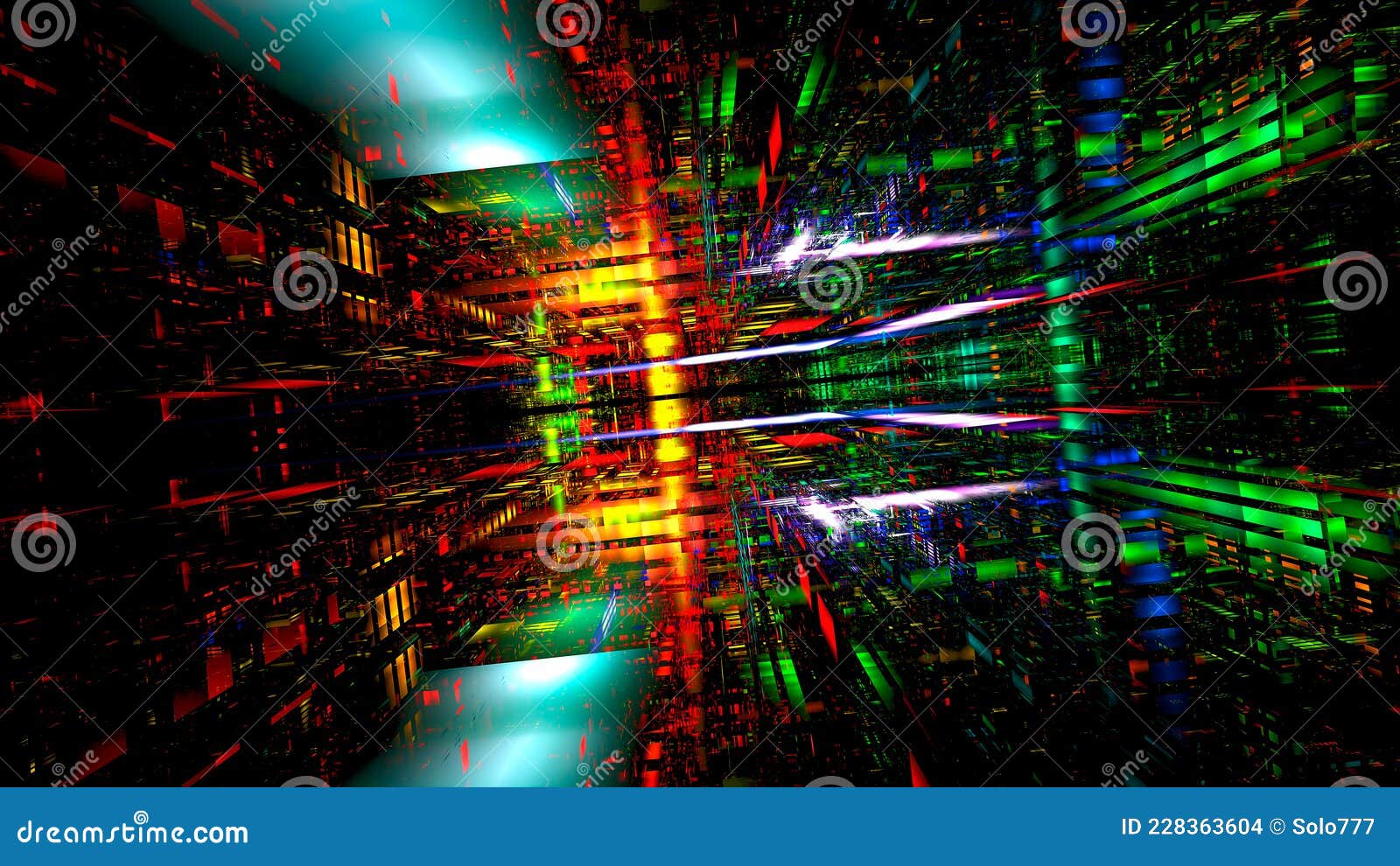 Multicolor Tech Background with Perspective Effect - 3d Illustration ...