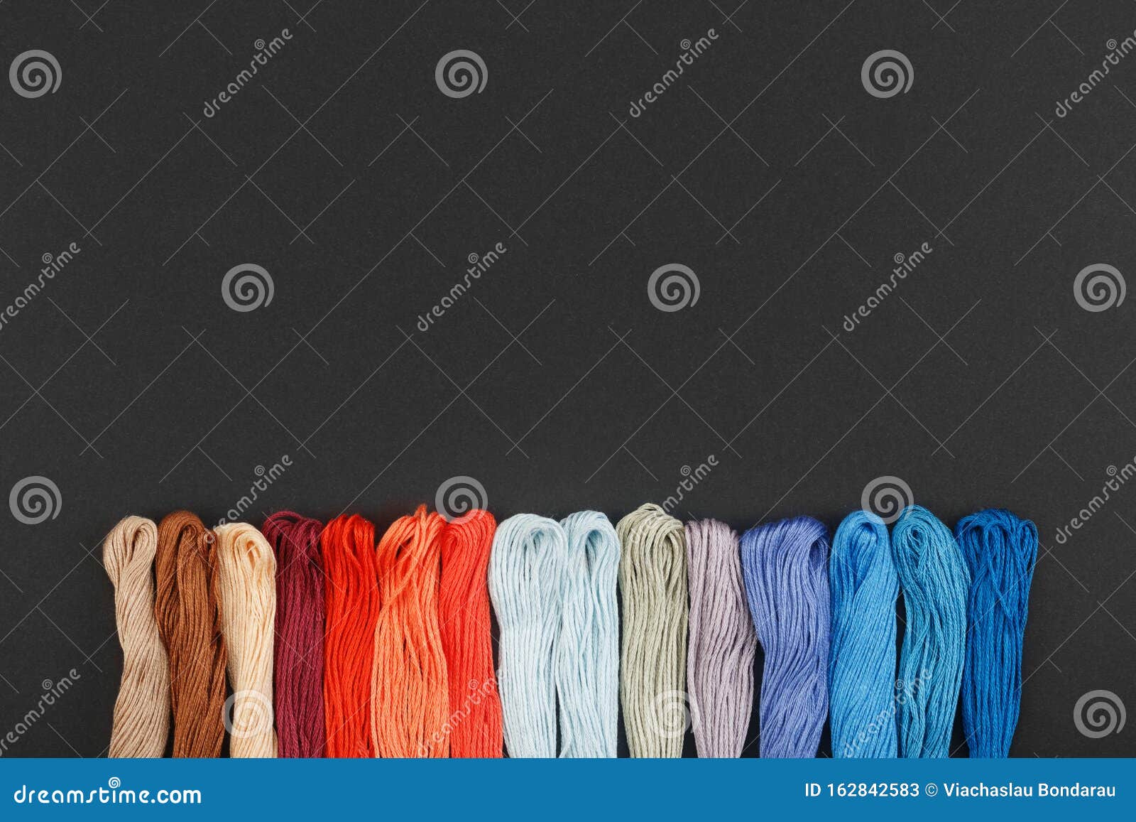 Multicolor Threads for Embroidery and Sewing on Black Background Stock ...