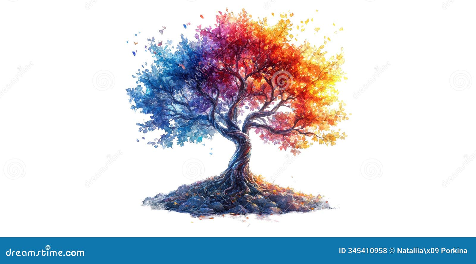 Multicolor Tree with Vibrant Leaves Isolated on Transparent Background ...