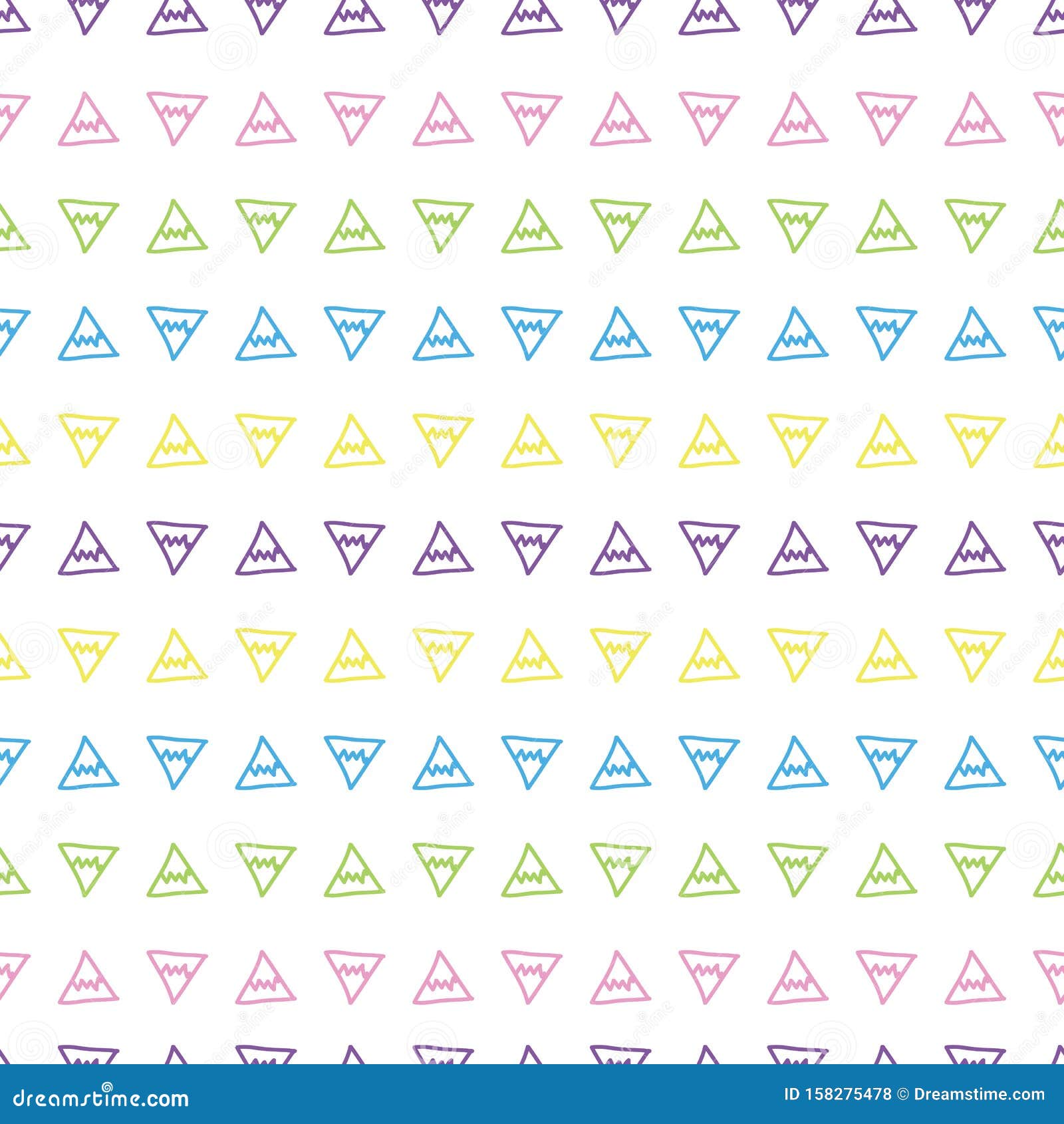 Multicolor Tribal Triangle Vector Seamless Pattern Stock Illustration ...