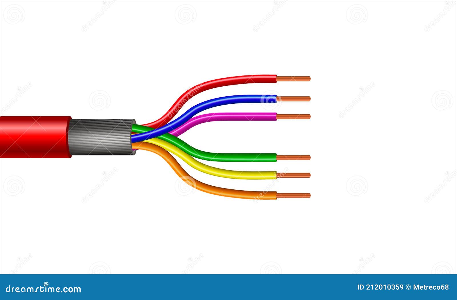 Twisted-pair Cable With Symbols. Foil Shielded Cable Cartoon Vector ...