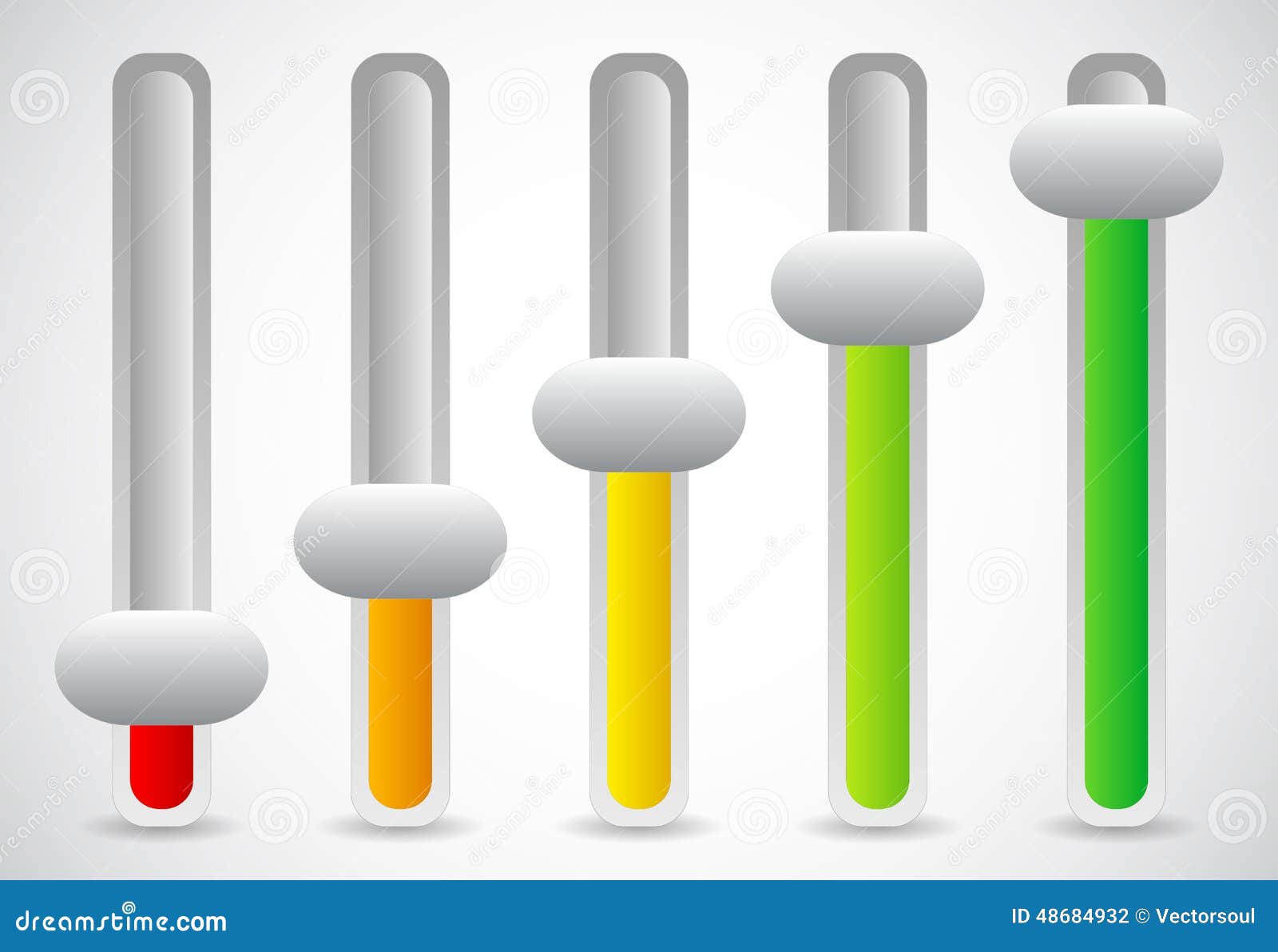 Adjusters, Sliders, Potentiometers With 6 Different Knobs Vector ...