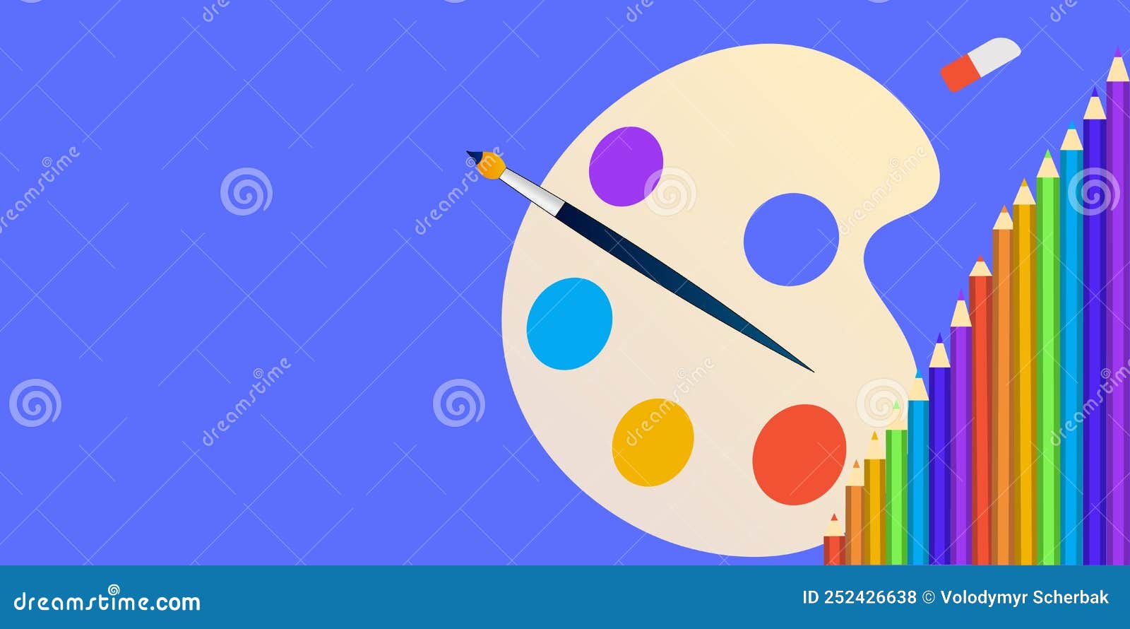 Multicolor Watercolor Paint Box Vector Illustration. Blue Background ...