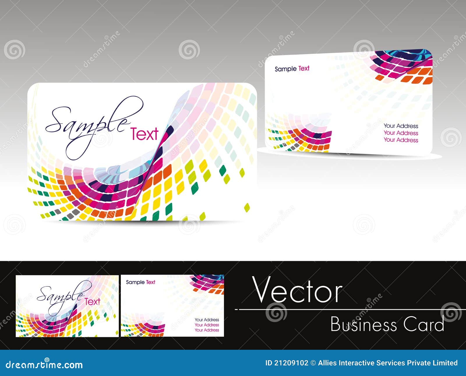 Multicolor Wave Background Business Card Stock Vector - Illustration of ...