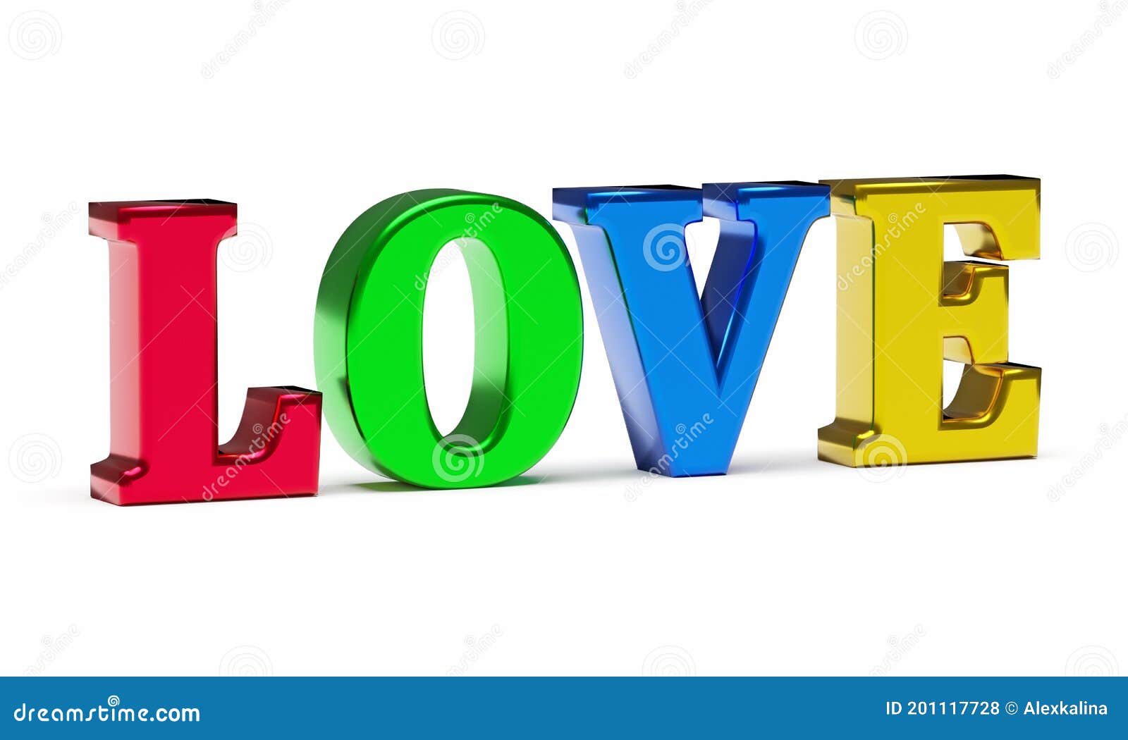 Multicolor Word LOVE Isolated on White. Romance Concept Stock ...