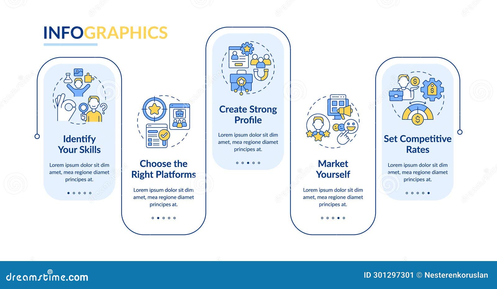 Multicolor Workplace Trends Layout with Linear Icons Stock Vector ...