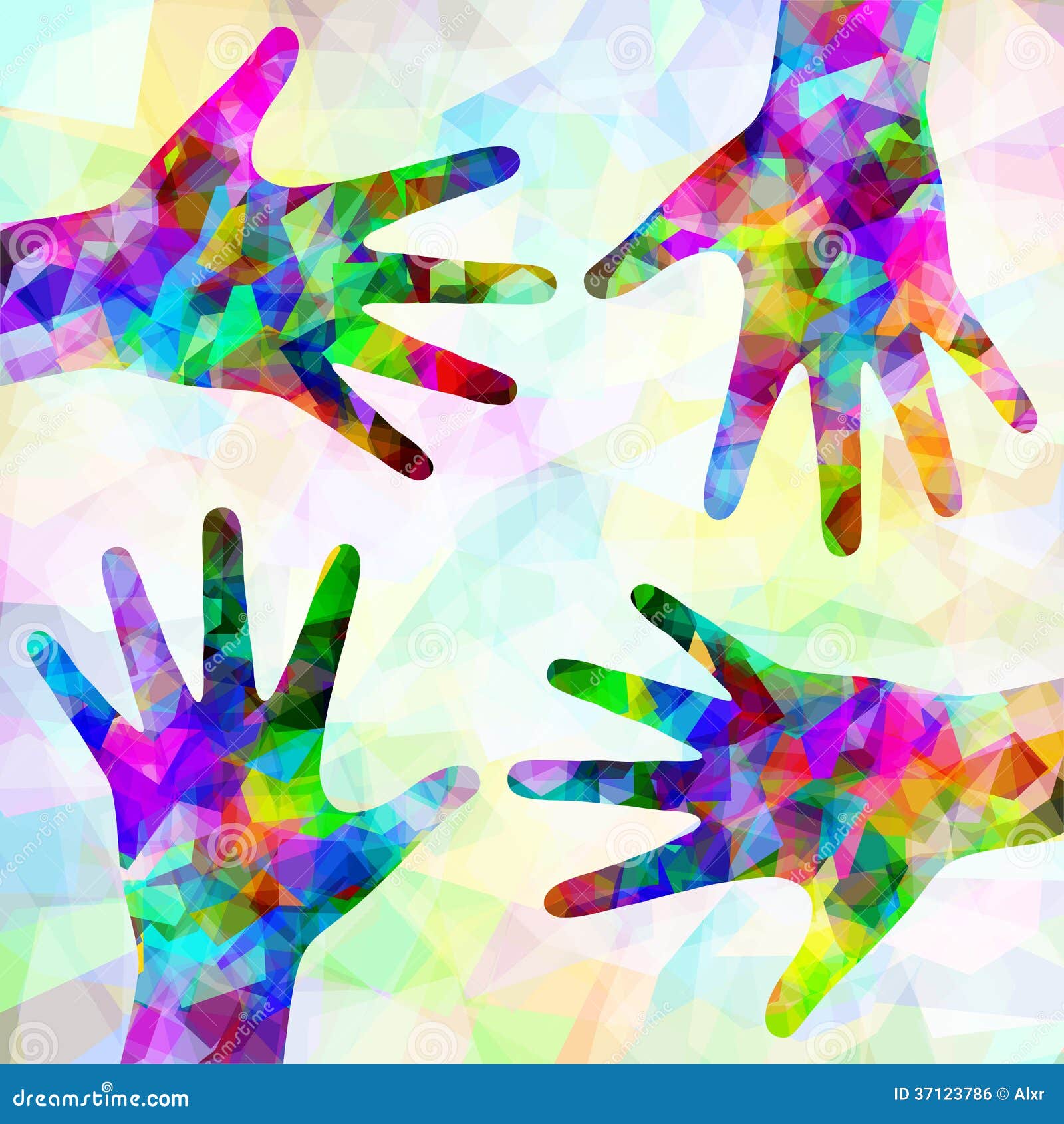 Multicolored Abstract Hands on Background Stock Vector - Illustration ...