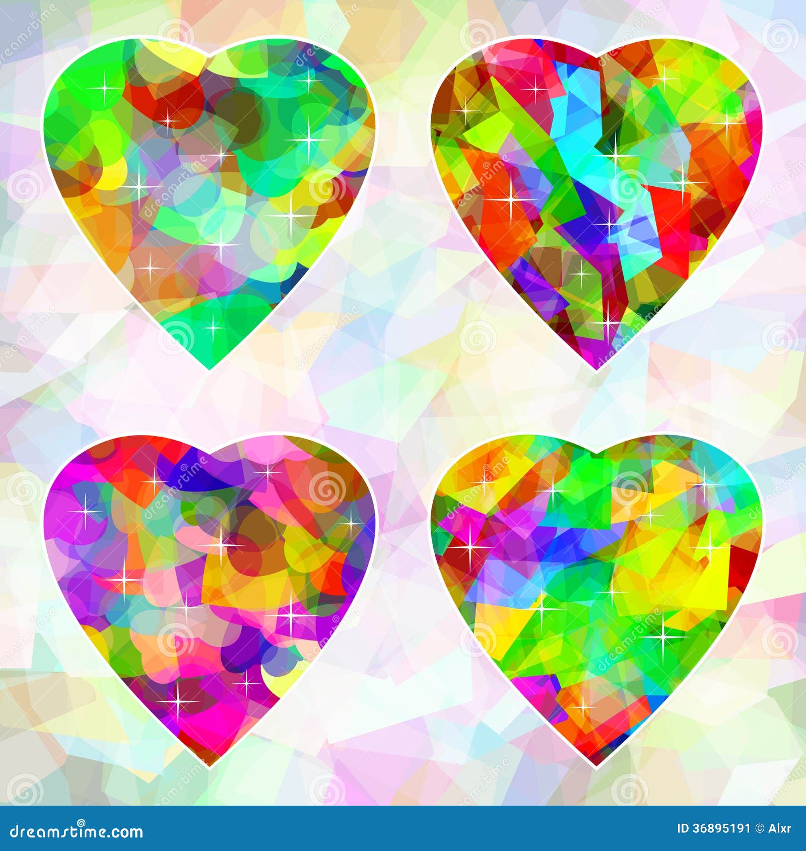 Multicolored Abstract Hearts on Background Stock Vector - Illustration ...