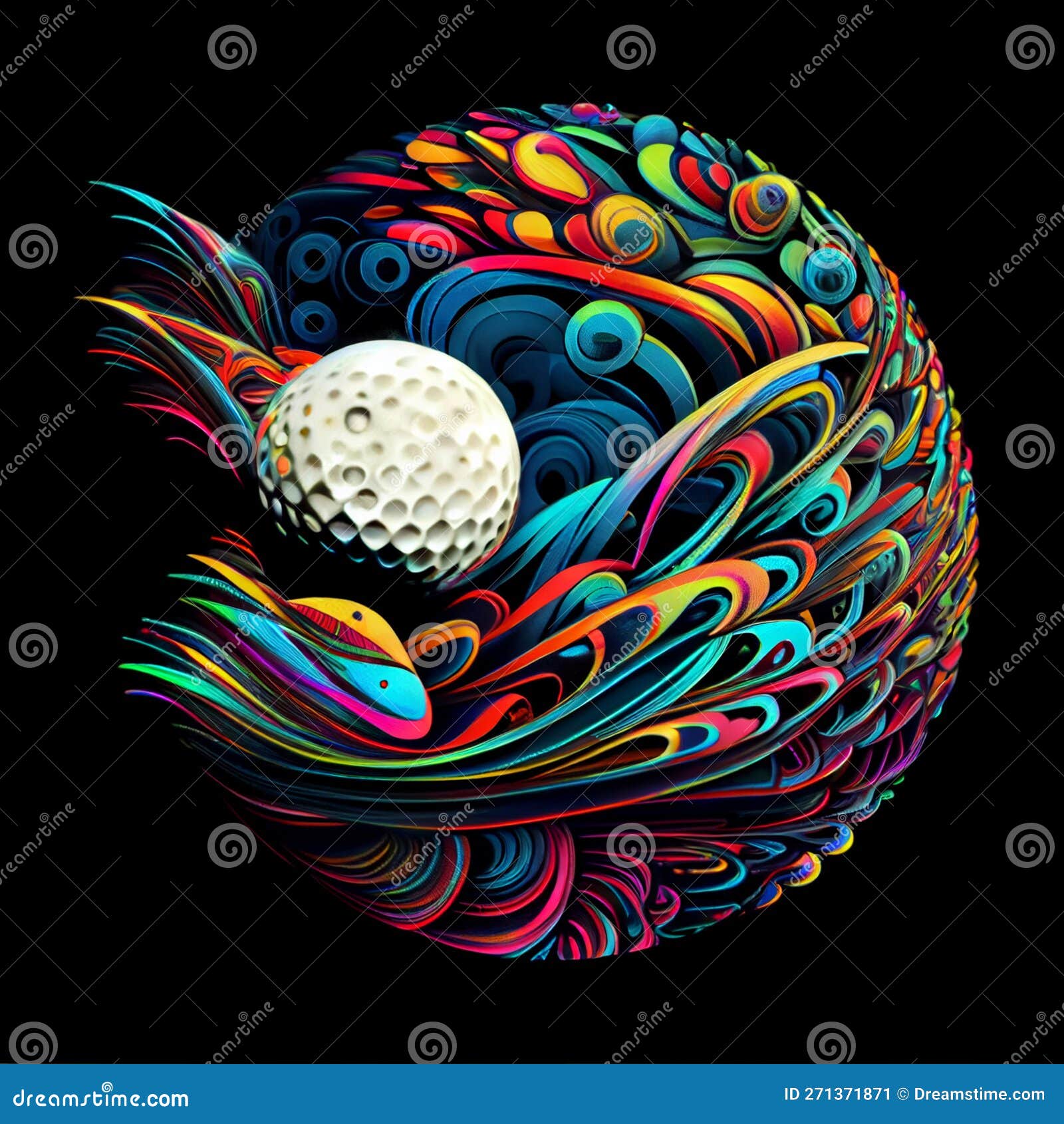 Multicolored Abstract Illustration with Golf Ball. AI Generative Stock ...