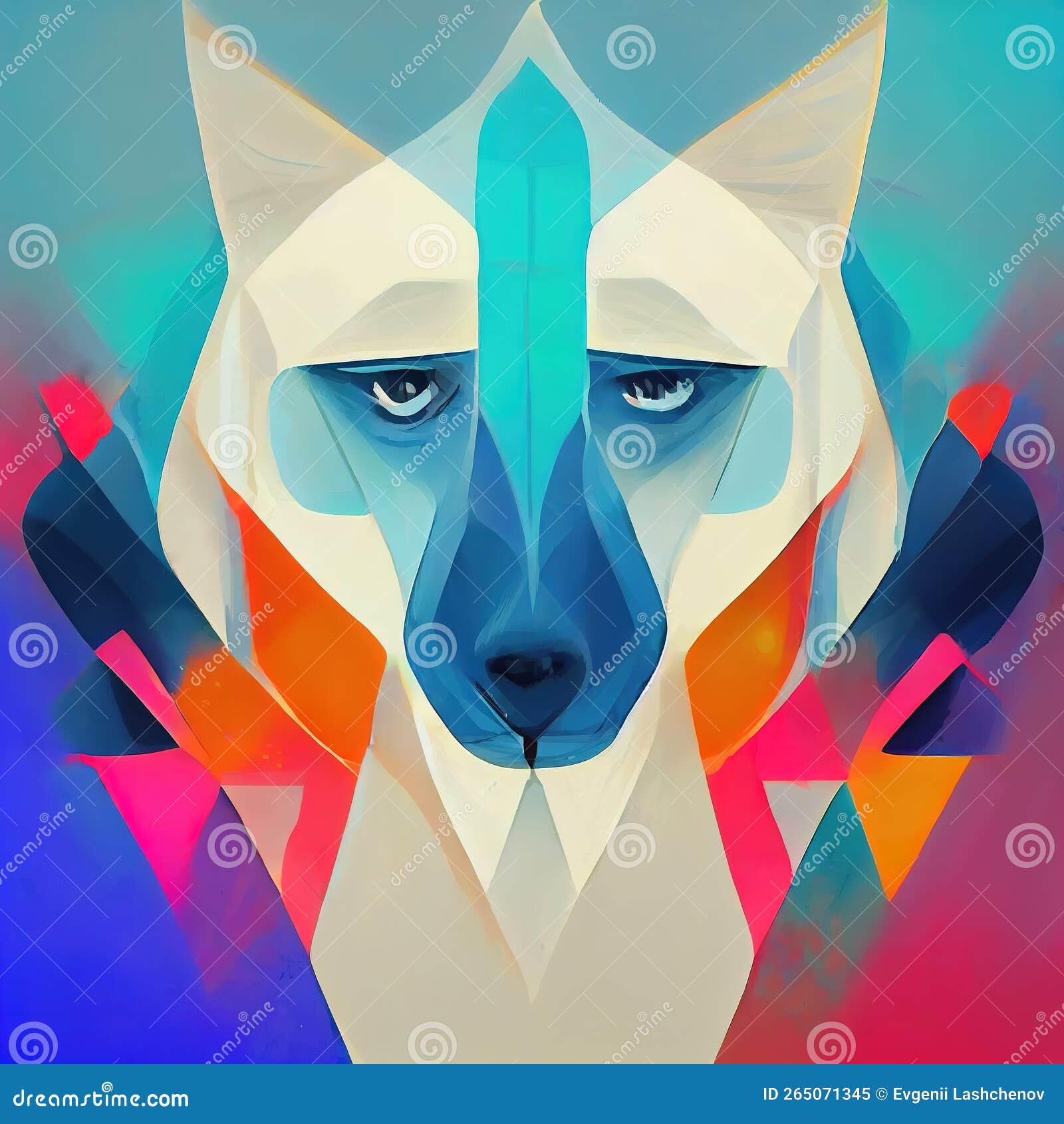 Multicolored Abstract Portrait of a Wolf. Patterned Wolf Head. Stylized ...