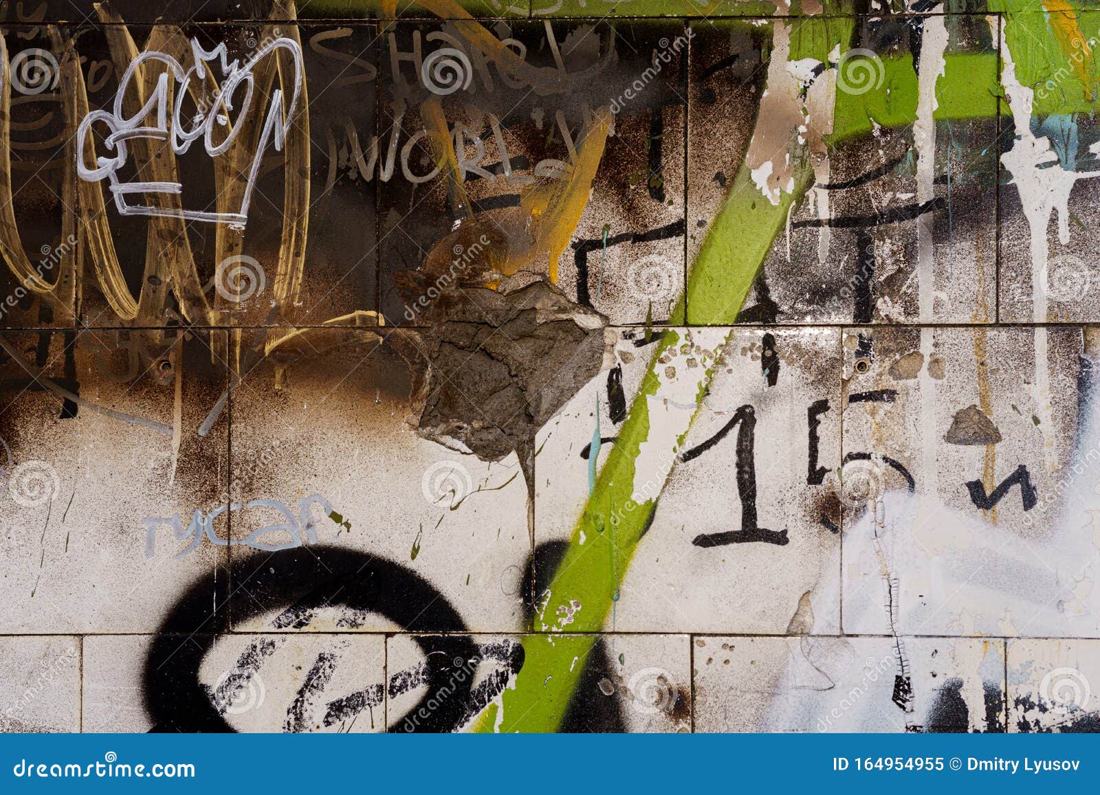 Multicolored Abstract Street Graffiti on an Old Stone Wall Made of ...