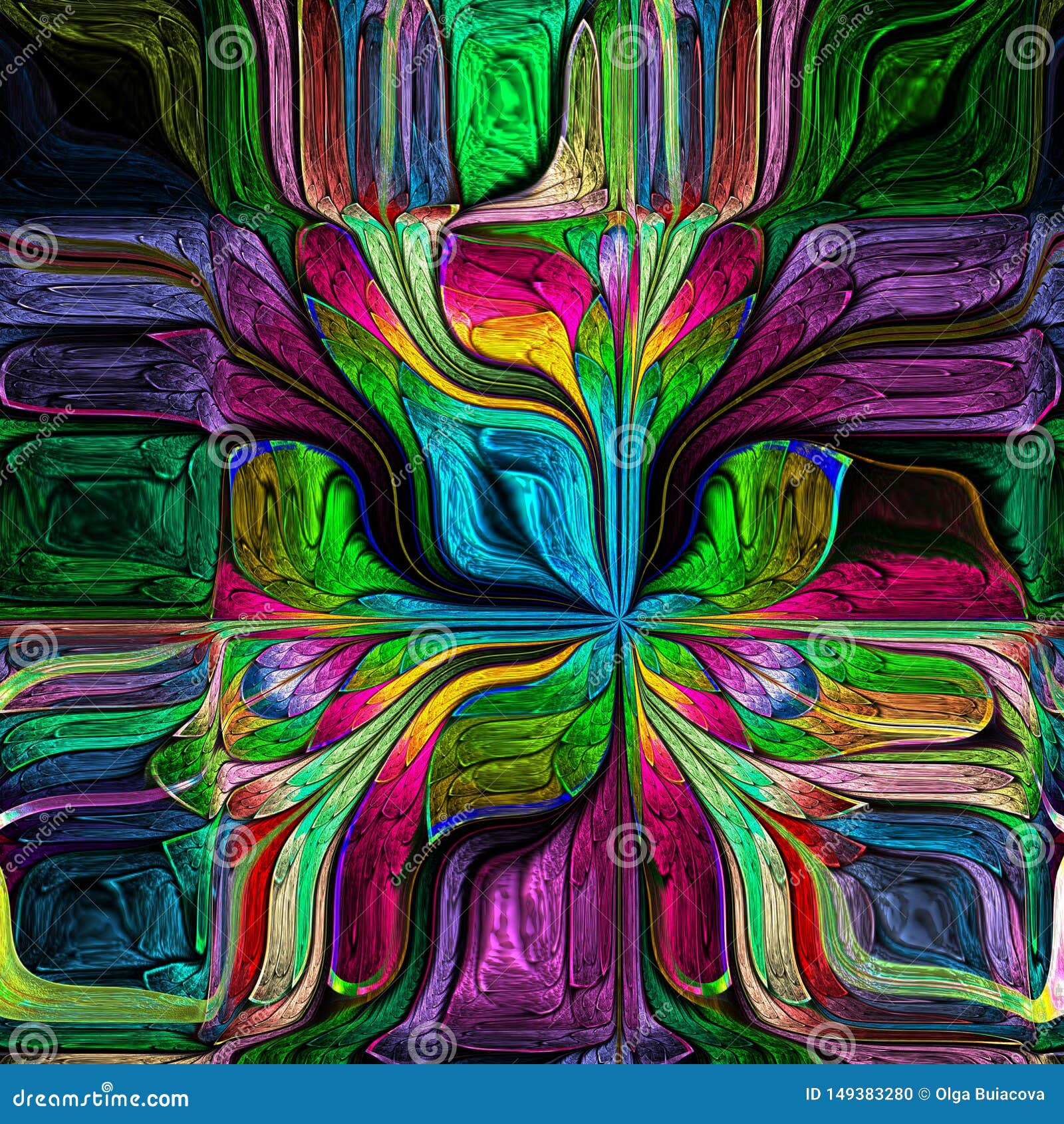 Multicolored Abstract Stylized Flower. Modern Art Stock Illustration ...