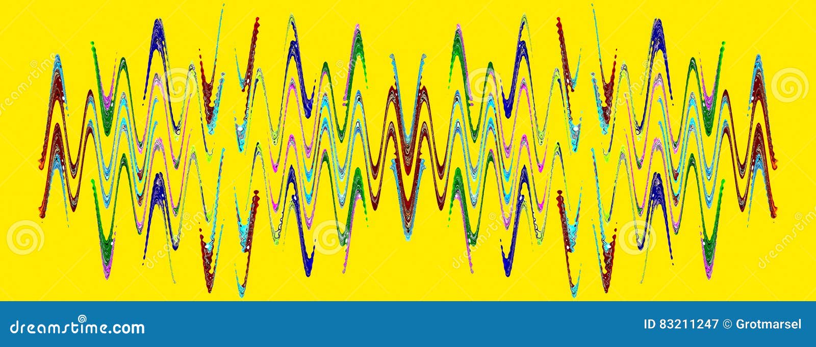 Multicolored Abstract Waveform Pattern on Yellow Background. Stock ...