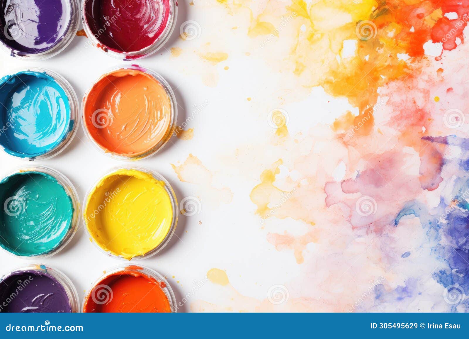 Multicolored Acrylic Paints Smeared on a White Background Creating an ...