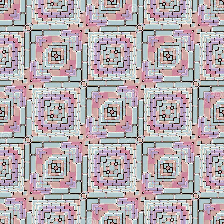 Multicolored American Native Maya Aztec Inca Pattern. Stonework Mosaic ...