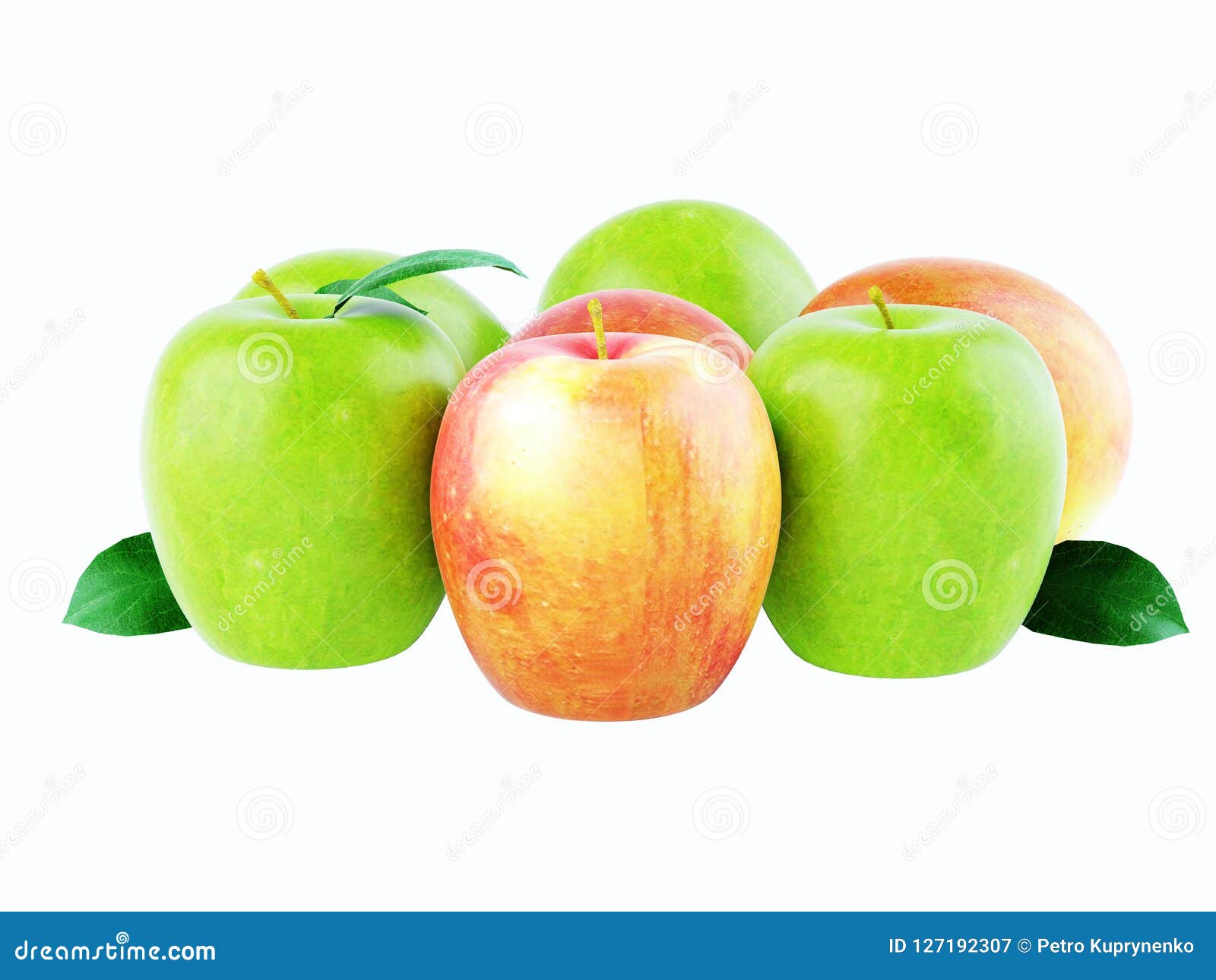 Multicolored Apples of Different Varieties Isolated on White Background ...