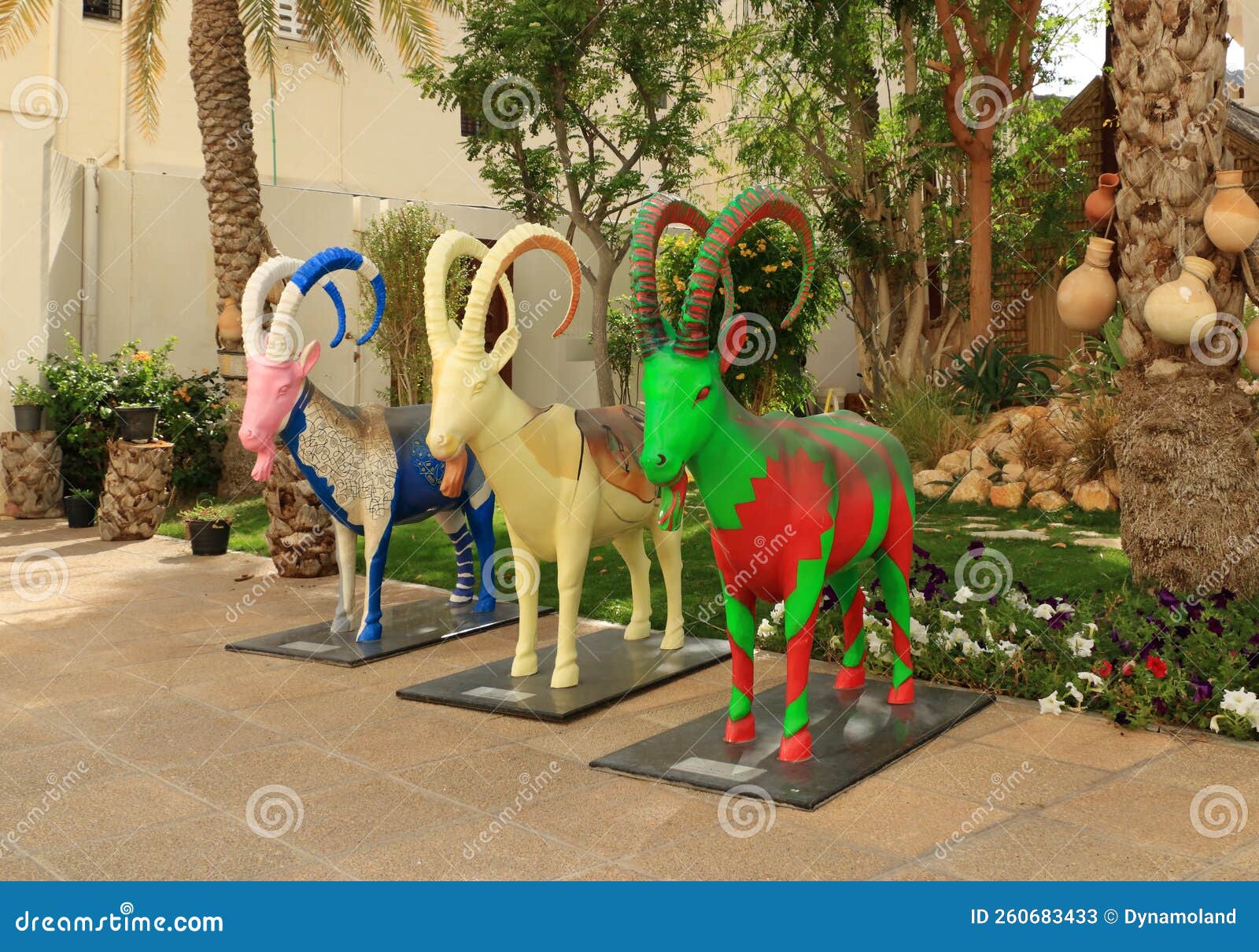 Multicolored Arabian Oryxes Oryx Leucoryx Statue in Oman Editorial ...
