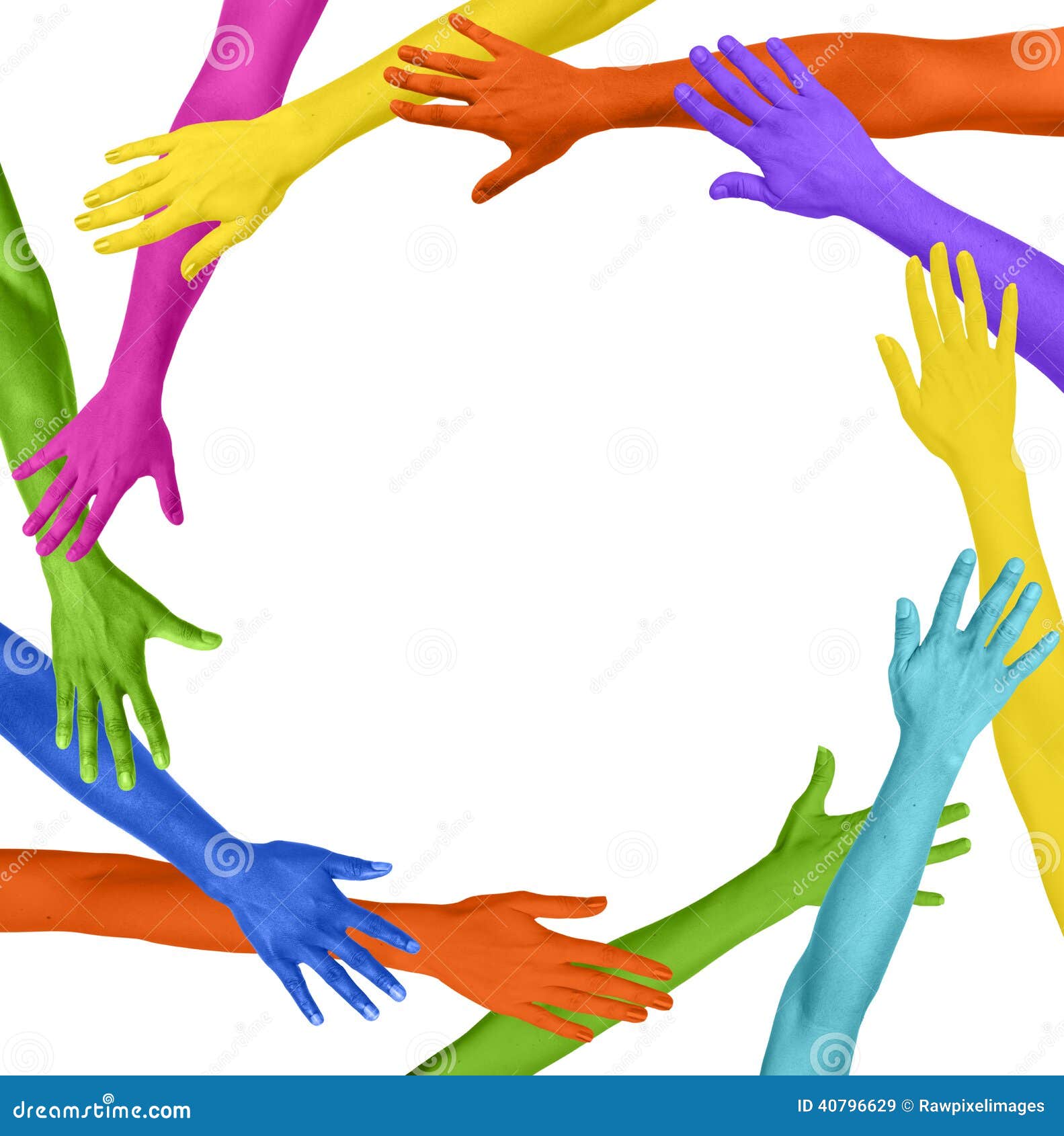 Multicolored Arms Forming a Circle and Copy Space Stock Image - Image ...