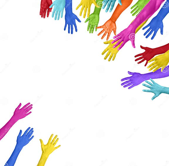 Multicolored Arms Reaching Out for Each Other Stock Illustration ...