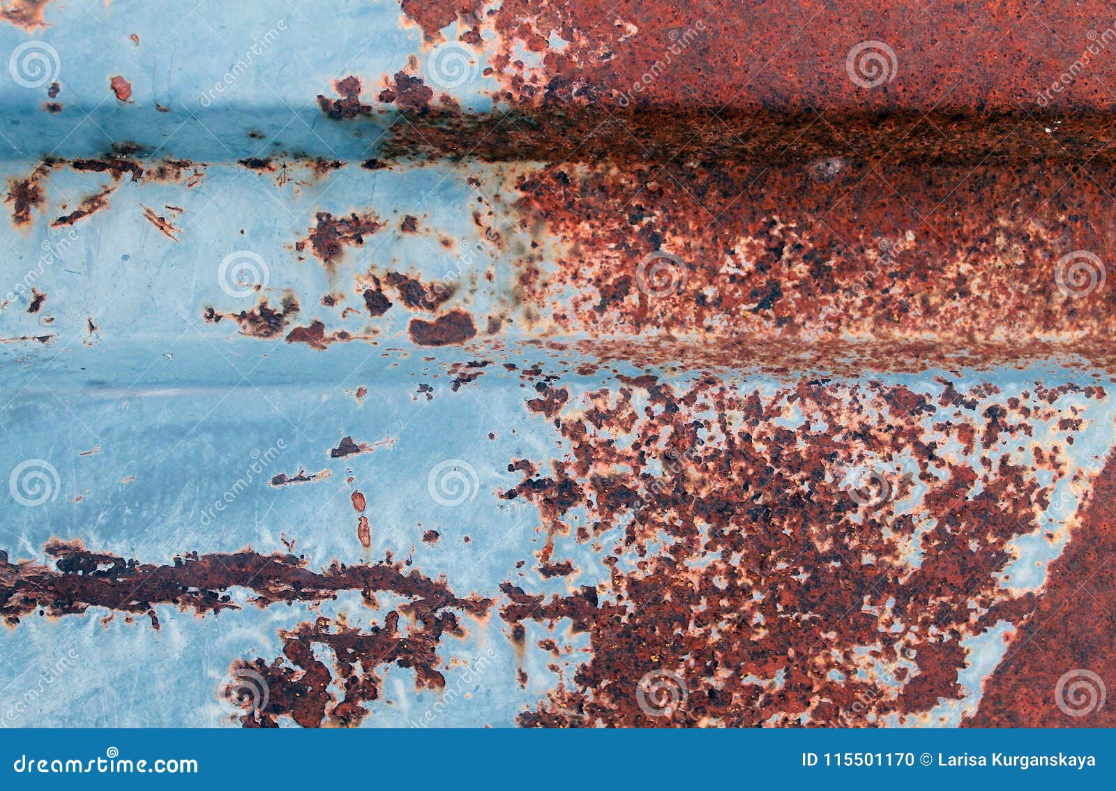 Multicolored Background: Rusty Metal Surface with Blue Paint Flaking ...