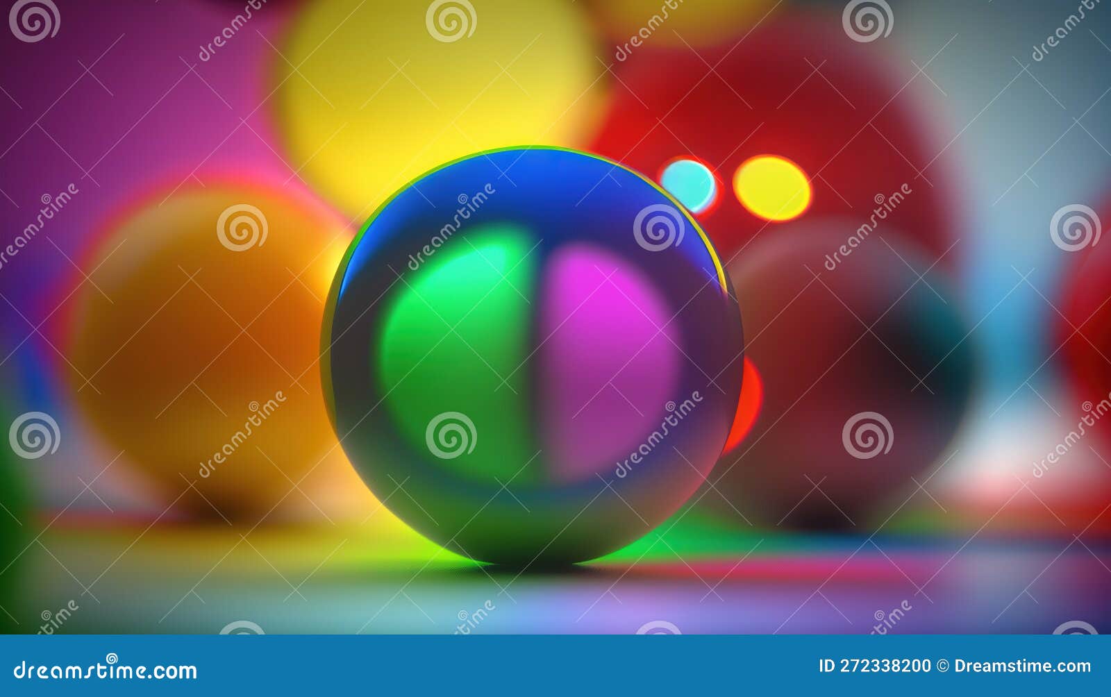 A Multicolored Ball Sitting in Front of a Group of Other Balls on a ...