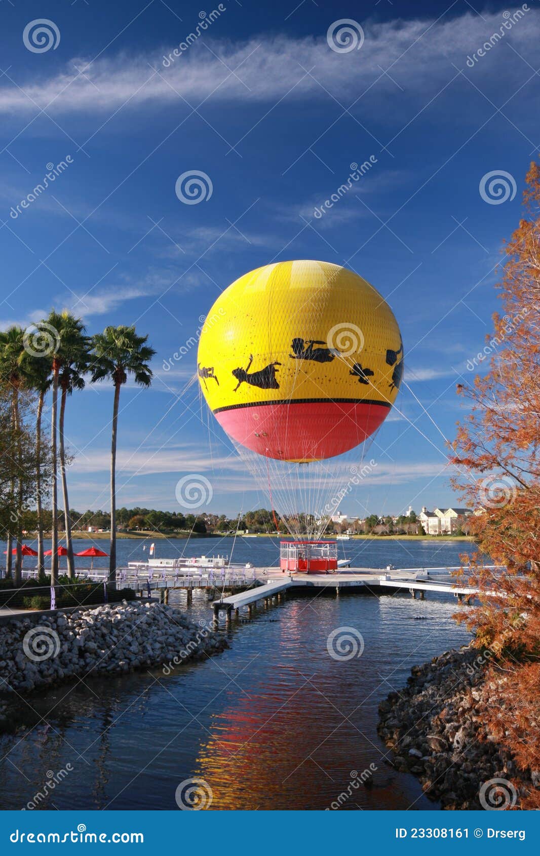 Multicolored Balloon Moored To Landing Stage Stock Image - Image of ...