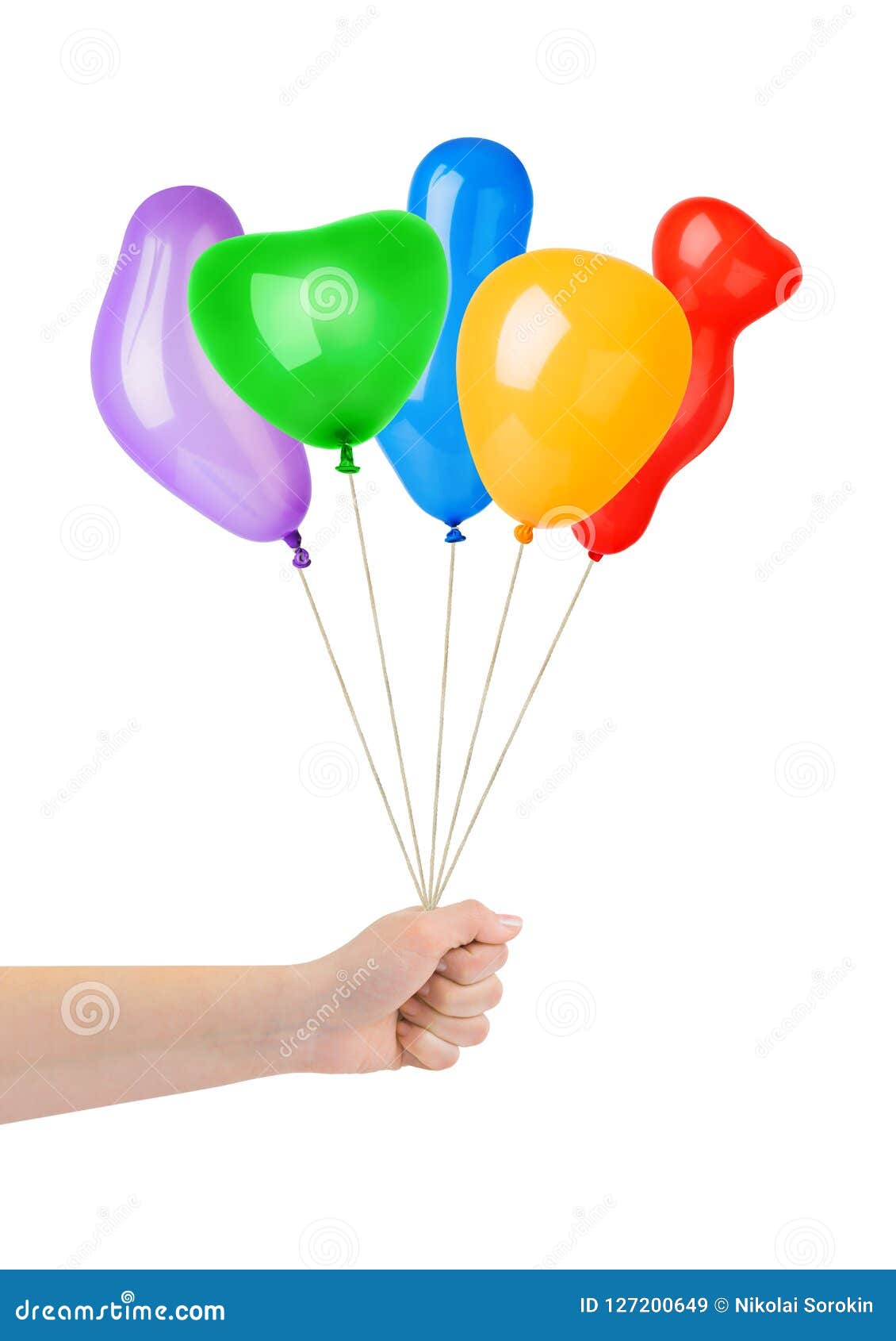 Multicolored Balloons in Hand Stock Image - Image of decoration ...