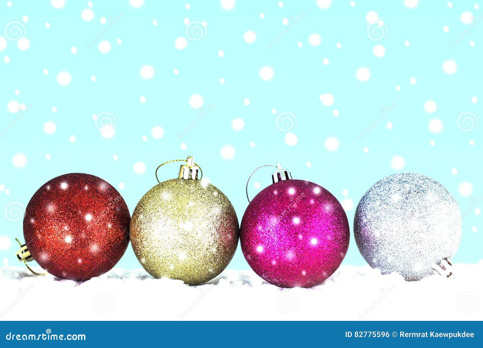 Multicolored Balls on the Snow. Stock Photo - Image of sphere, greeting ...