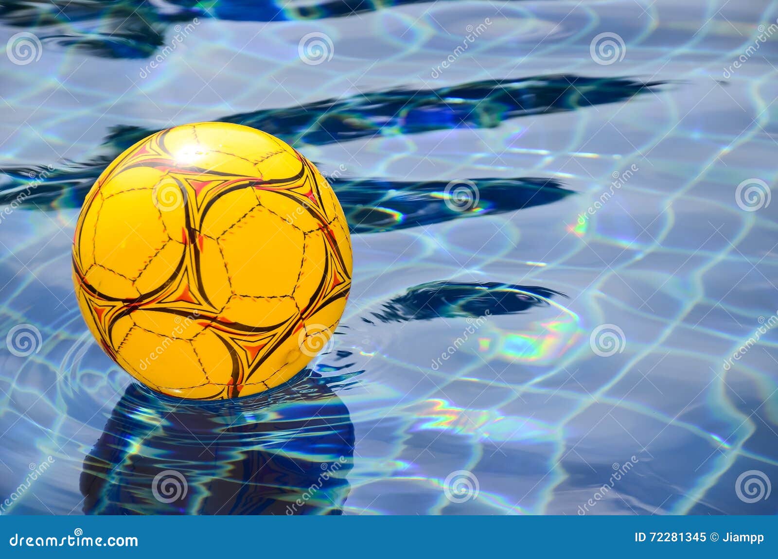 Multicolored Beach Ball Floating on Swimming Pool Stock Image - Image ...