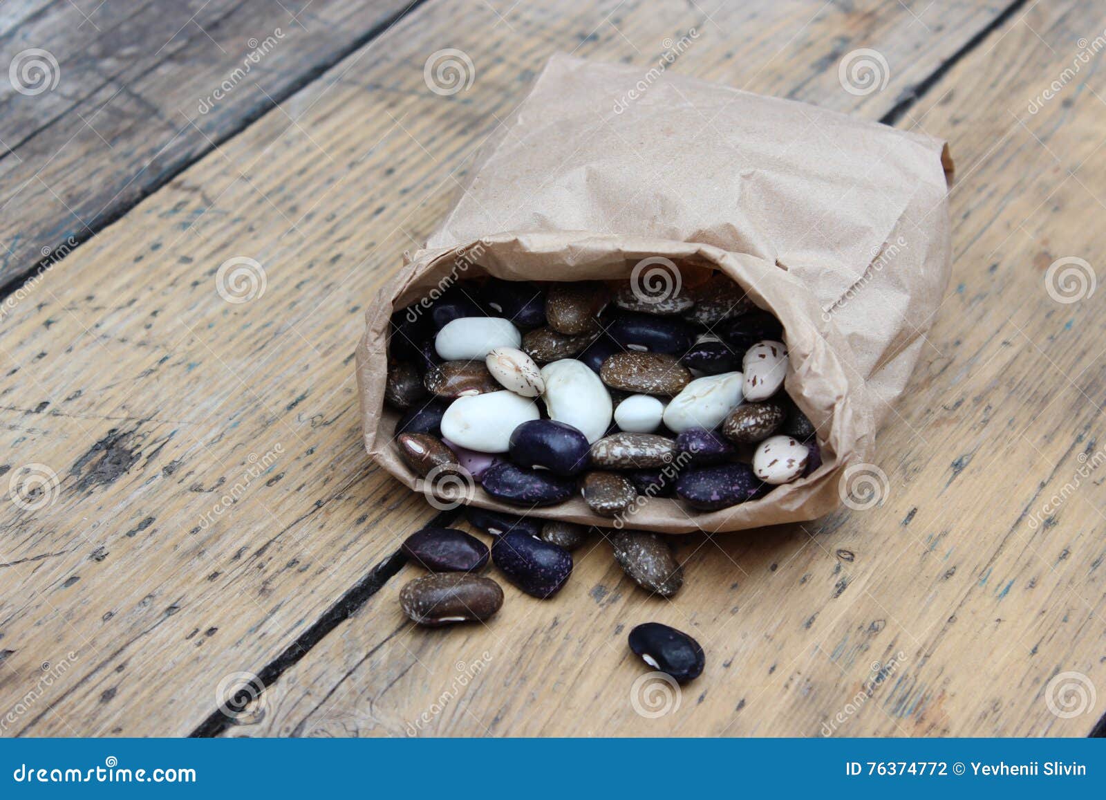 Multicolored Bean in Paper Bag Stock Photo - Image of board, bean: 76374772