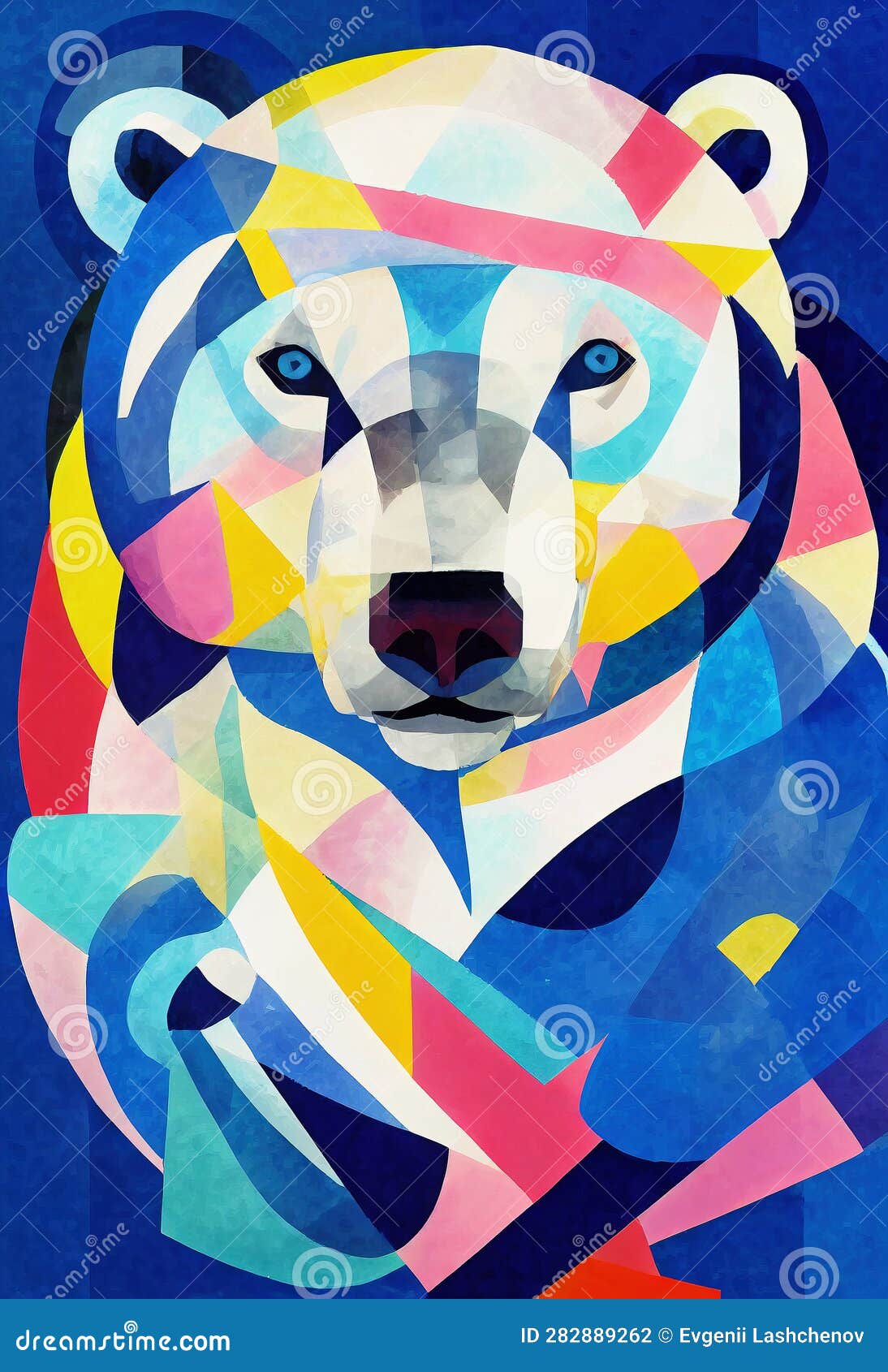 Multicolored Bear. Close-up. Effect Art Style Colored Paint Stains. AI ...