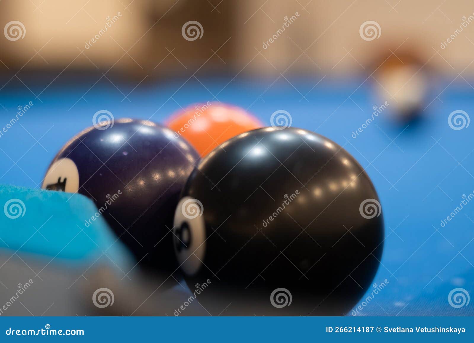 Multicolored Billiards, Billiard Balls on a Blue Table, Colored Balls ...