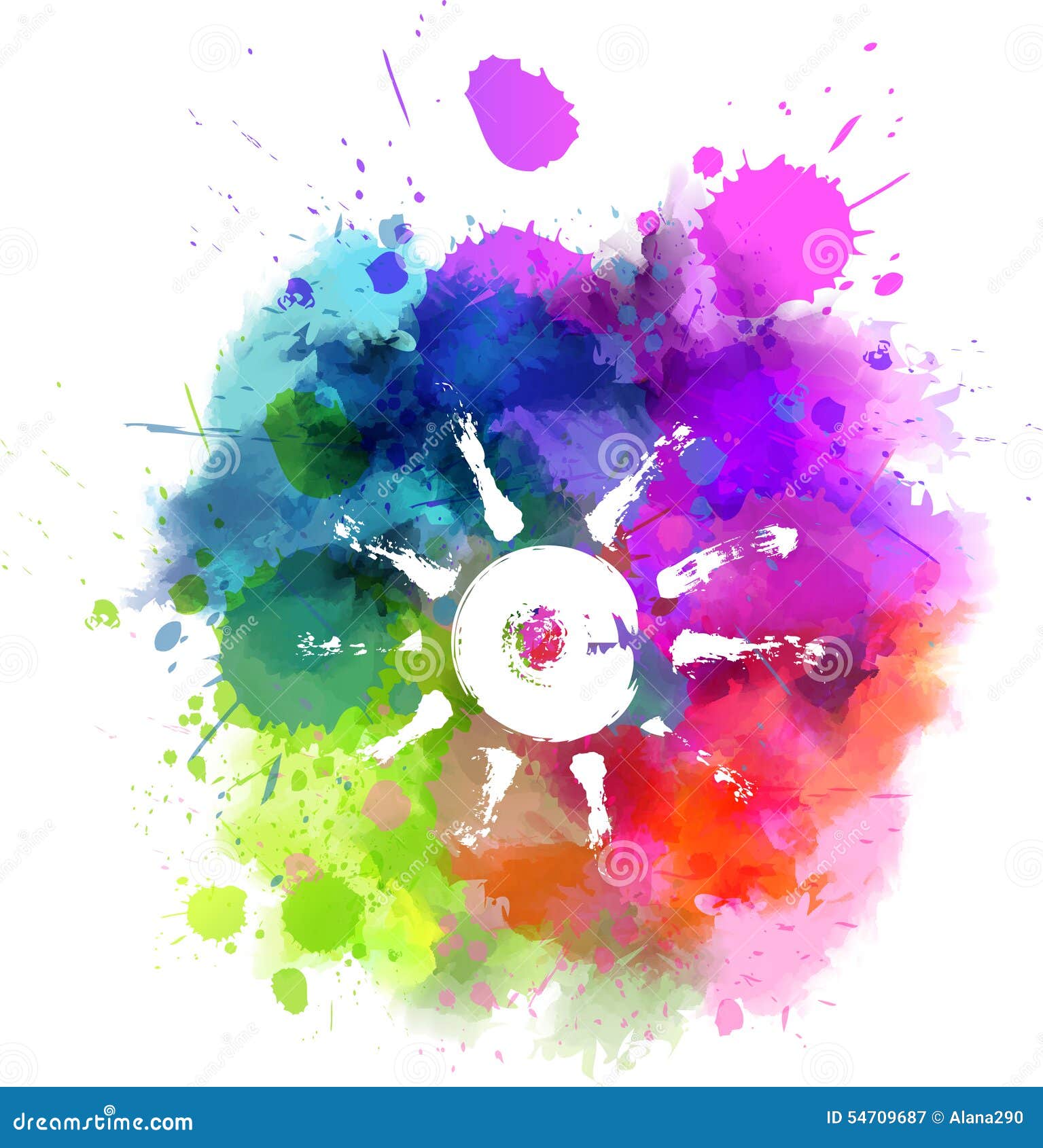 Multicolored Blot with Sun Symbol Stock Vector - Illustration of messy ...