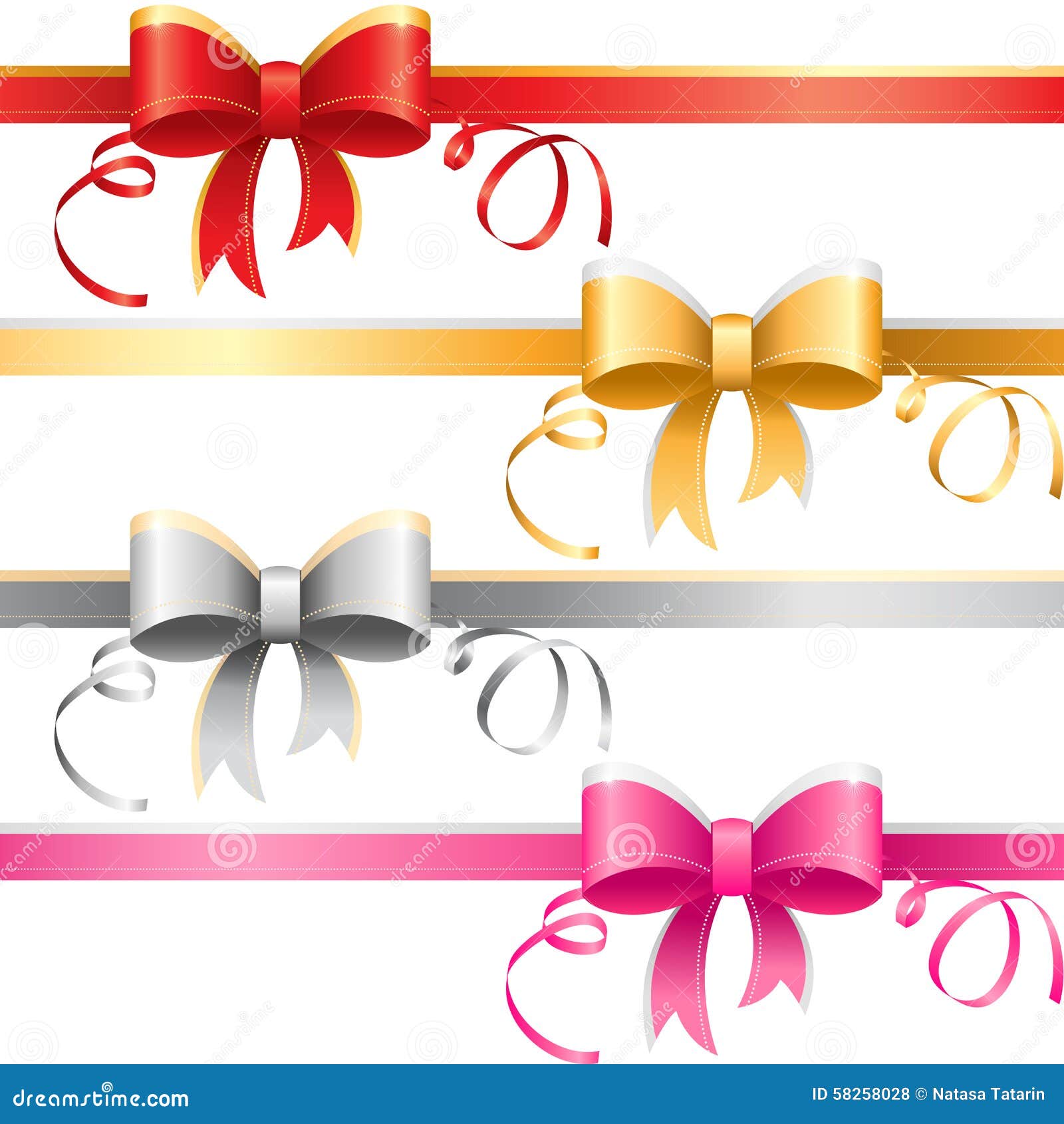 Multicolored bows stock vector. Illustration of silver - 58258028