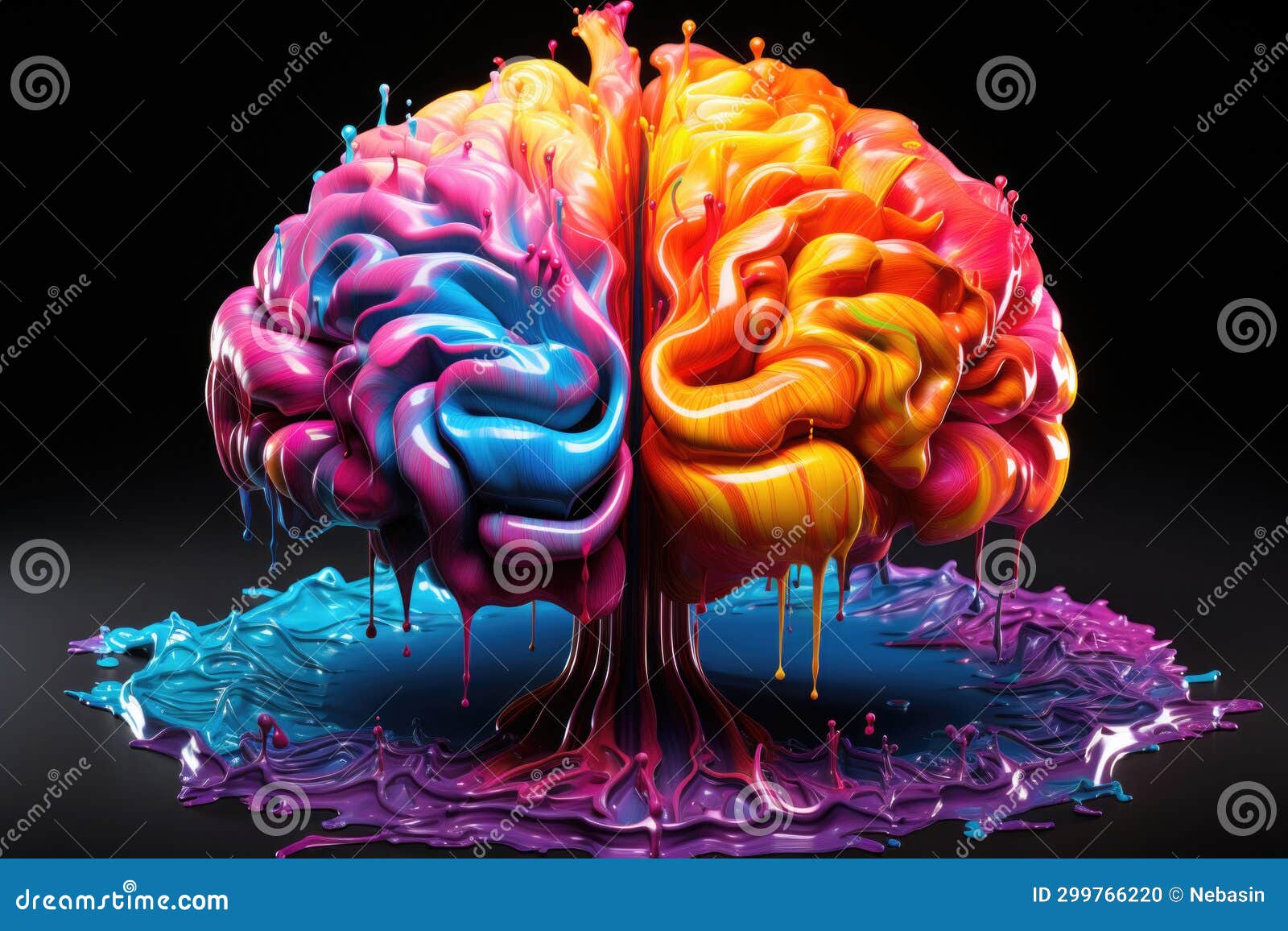 Multicolored Brain Illustration Symbolizing the Intricate Spectrum of ...