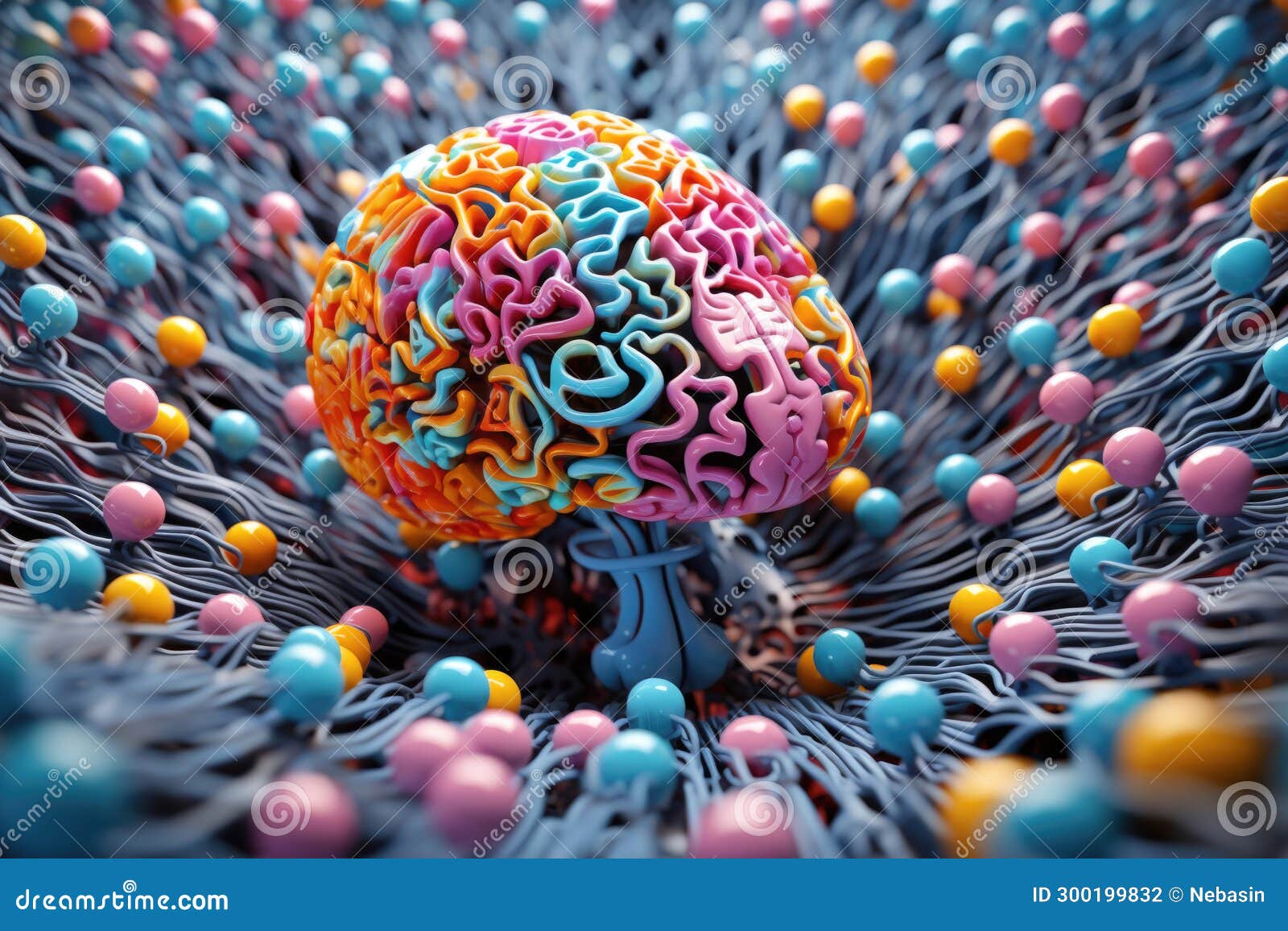 Multicolored Brain Pattern on a Vibrant Canvas, Showcasing the ...